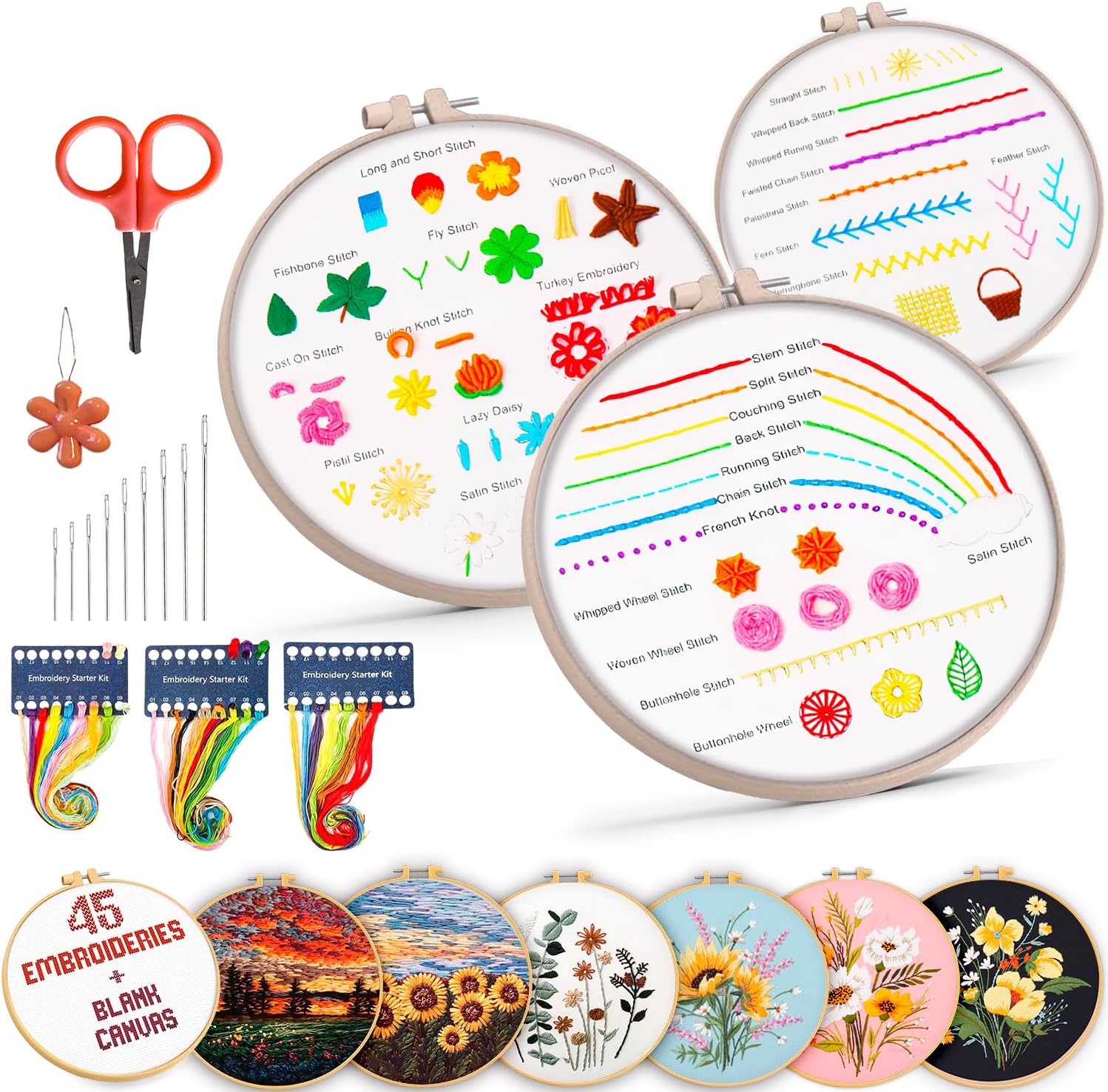 Amazon.com: Univigo Embroidery kit Complete Stitches Practice Starter ...