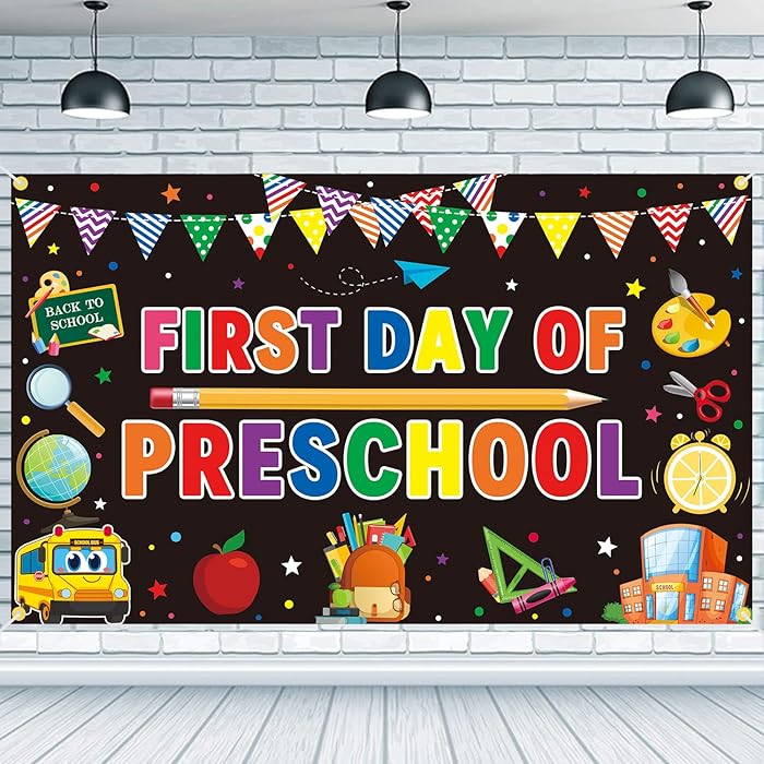 Buy CAVLA First Day of Preschool Backdrop Banner 73 x 43 Inch Large ...