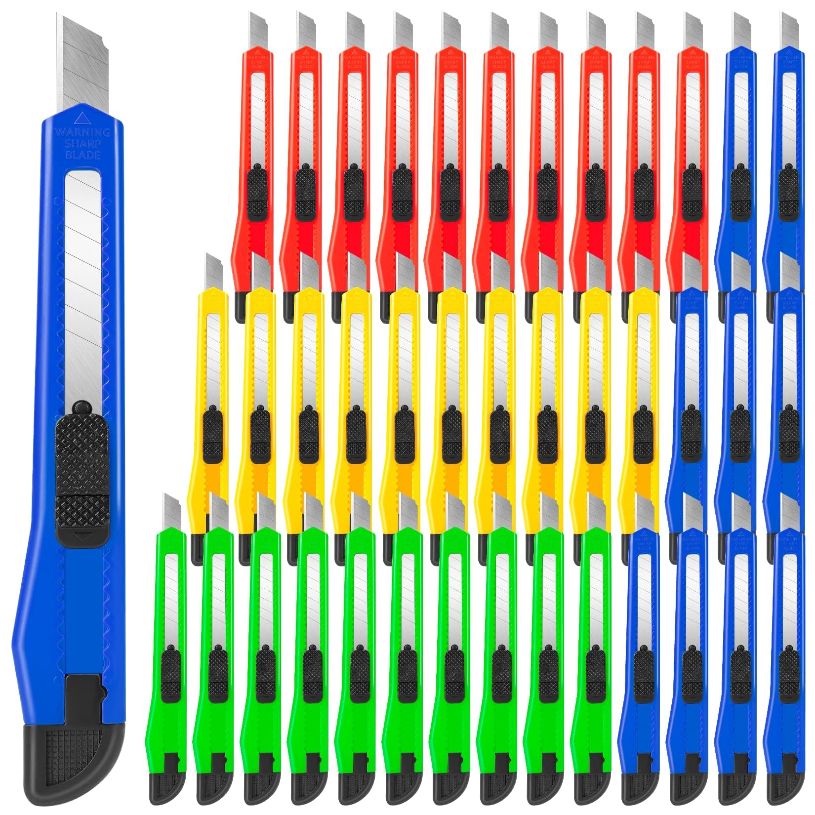 TIFICAL 40 Pack Utility Knife Box Cutter Retractable, 9mm Snap-Off Box ...