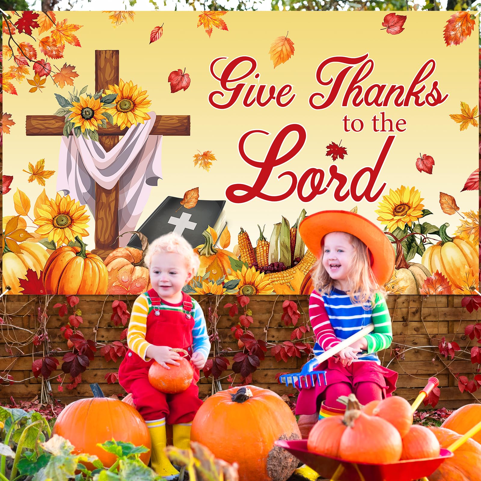 Snapklik.com : Thanksgiving Fall Jesus Backdrop Give Thanks To The Lord ...