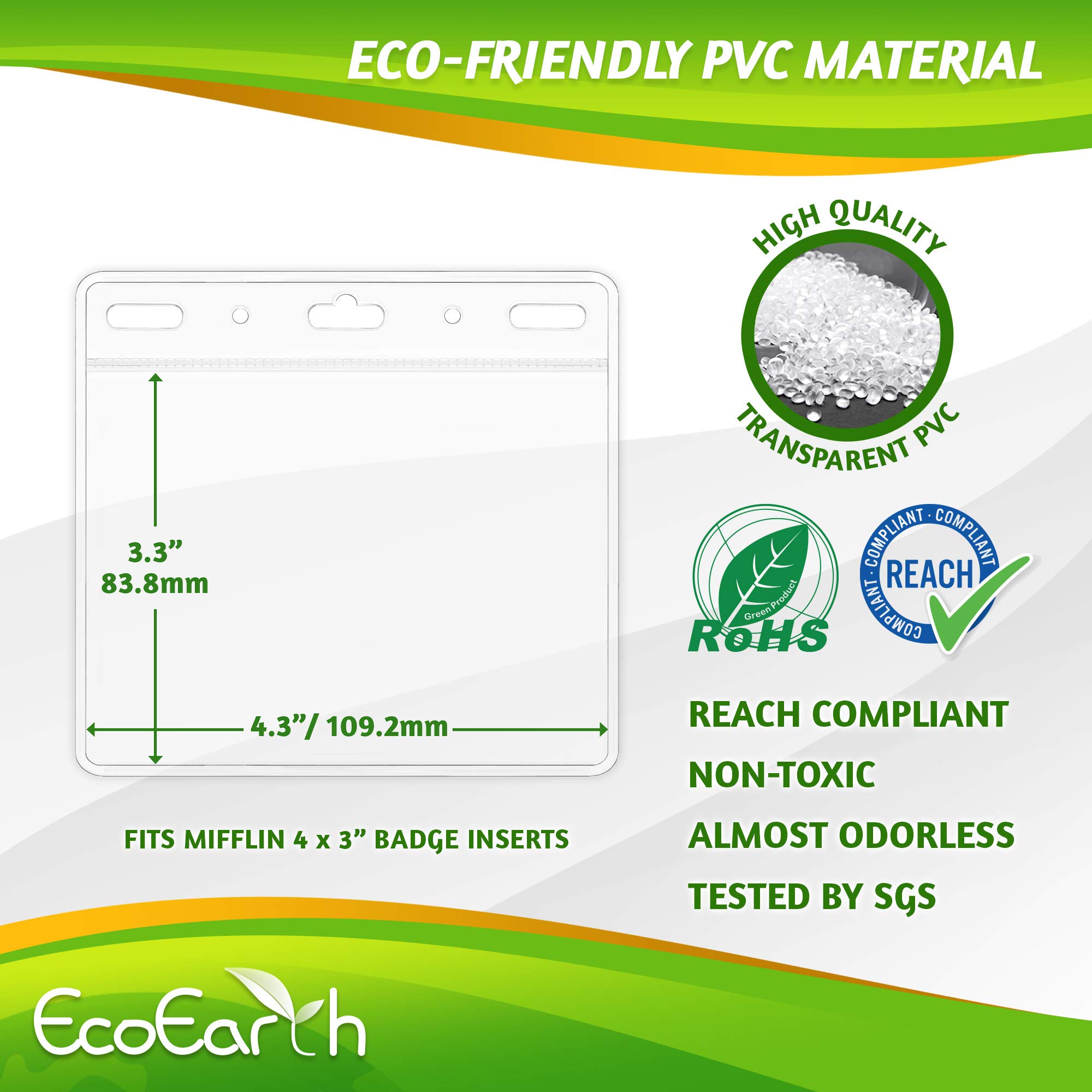 Buy EcoEarth Horizontal Card Protector (Large 4x3, 100 Pack) Clear ...