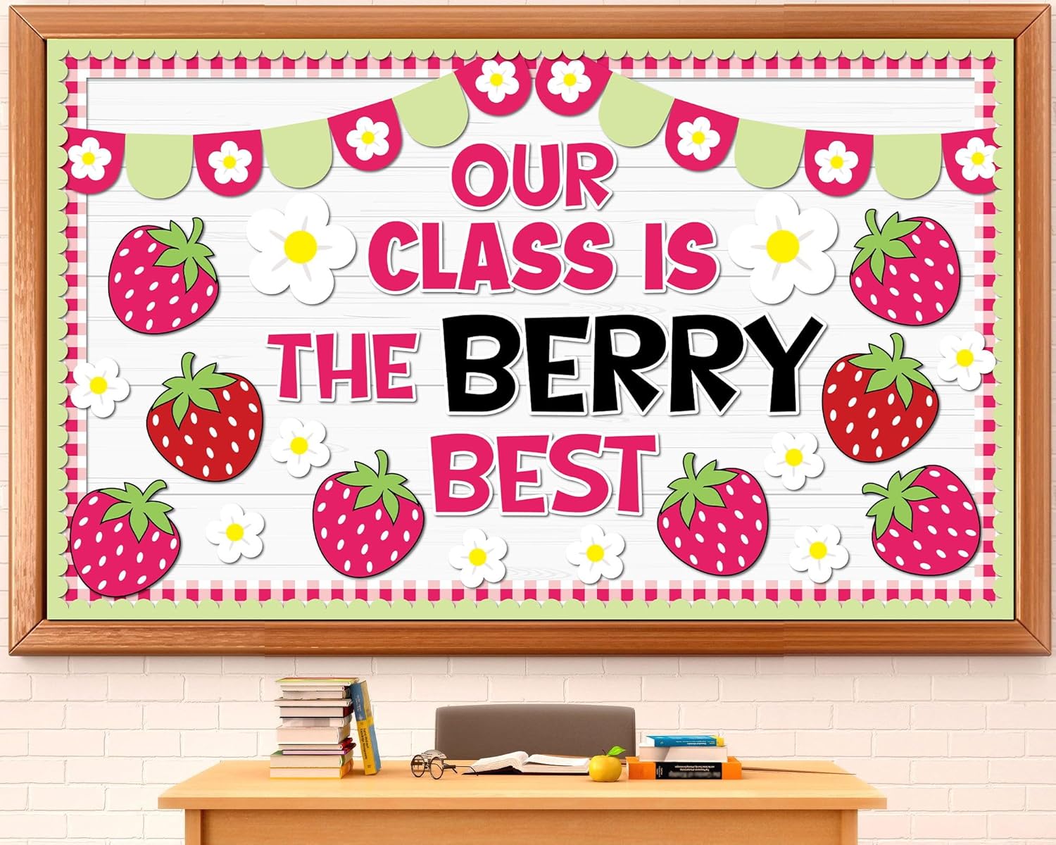 Amazon.com: ZOIIWA Back to School Strawberry Bulletin Board Decorations ...