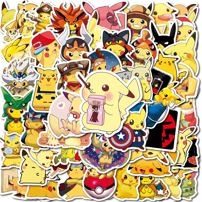 Buy Pikachu Stickers 50 Pcs| Comic Stickers Gift for Kids Teen Birthday ...