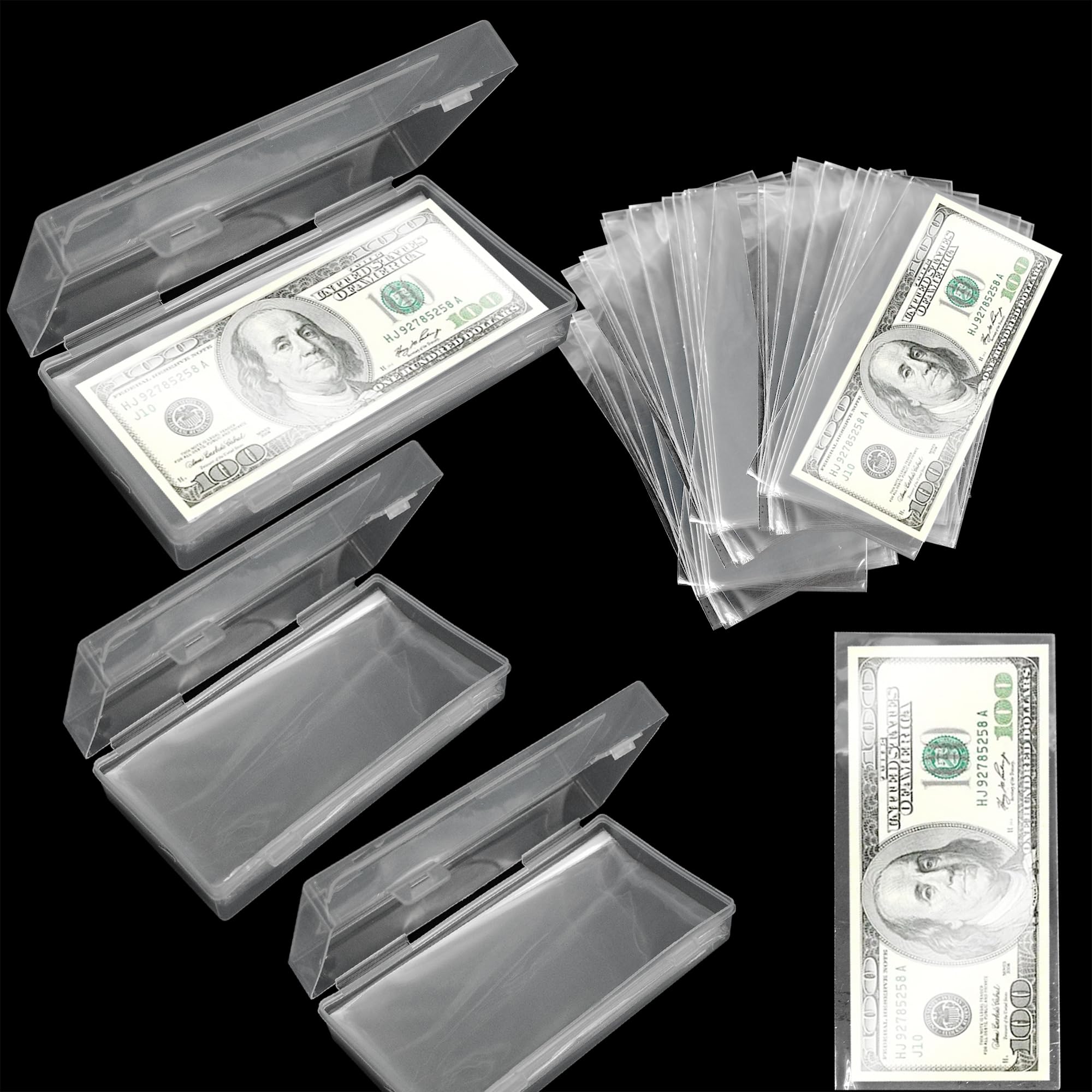 Amazon.com : KEJJNYER 3 Pack Plastic Dollar Bill Case with 300 Pieces ...