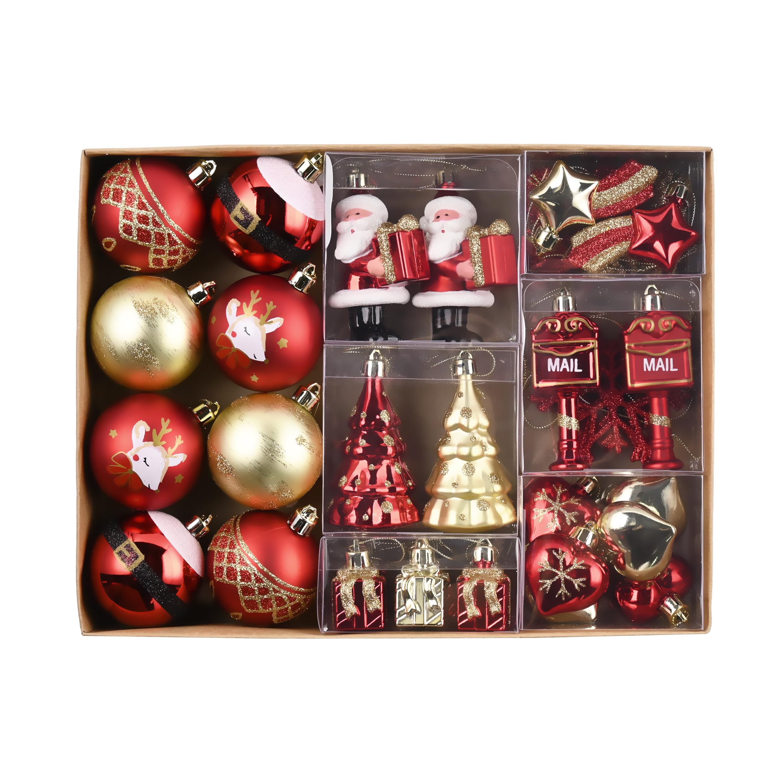 Amazon.com: Valery Madelyn Christmas Tree Ornaments Set, 40ct Red and ...