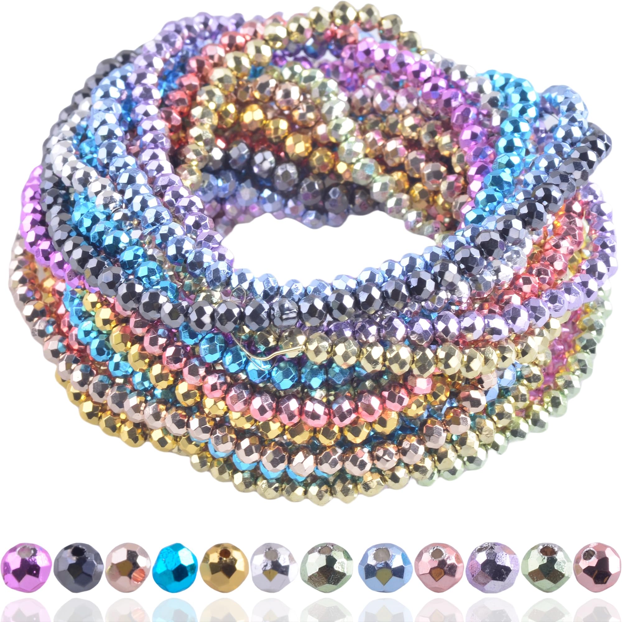 Amazon.com: Crystal Glass Beads for Jewelry Making Bracelets 4mm Small ...