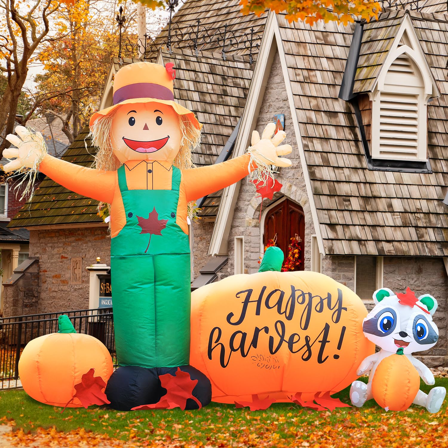 Snapklik.com : 6ft Tall LED Lighted Inflatable Scarecrow And Pumpkin ...
