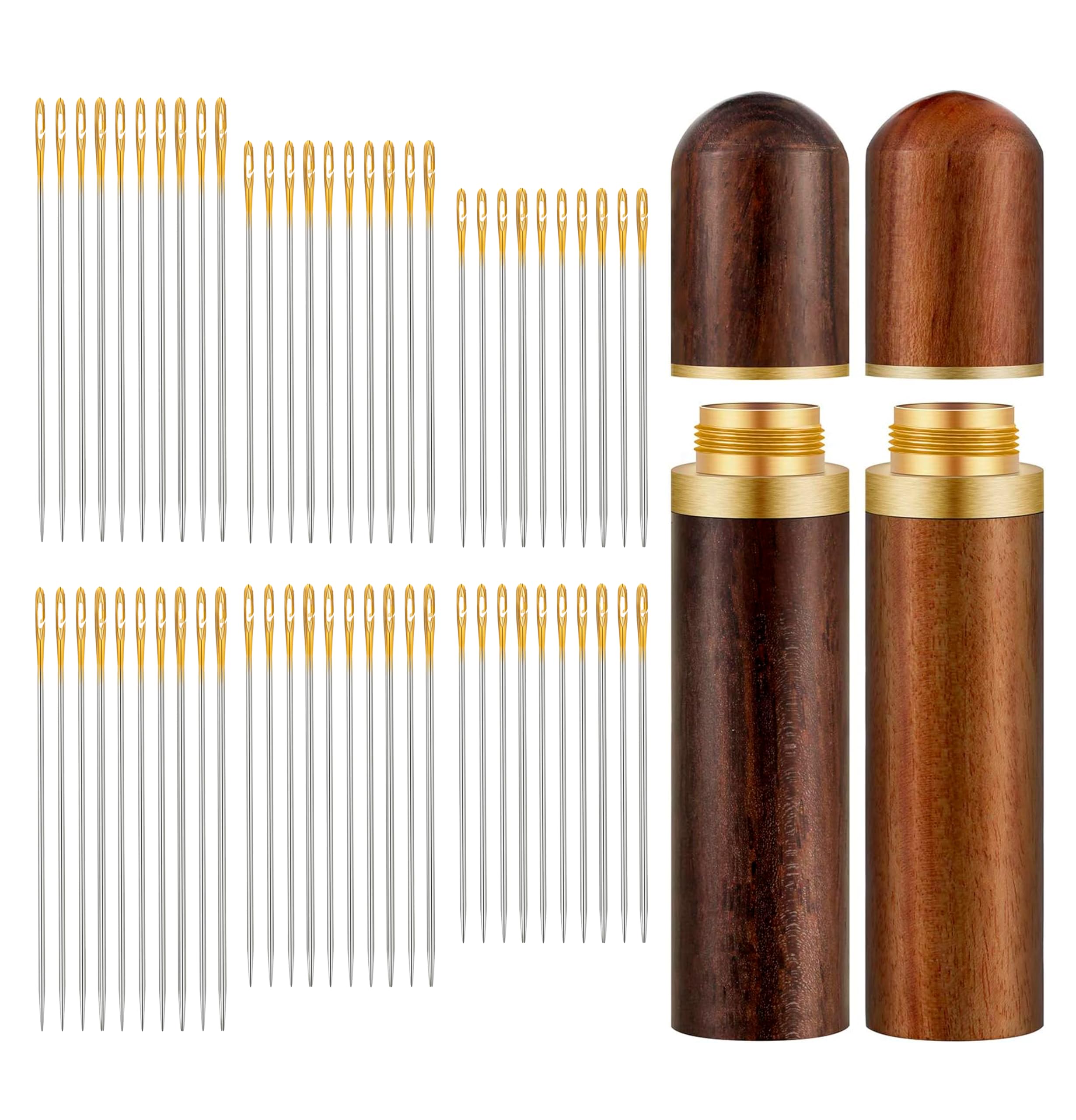 Amazon.com: (60 Gold Needles) Easy Self-Threading Needles Kit for Hand ...