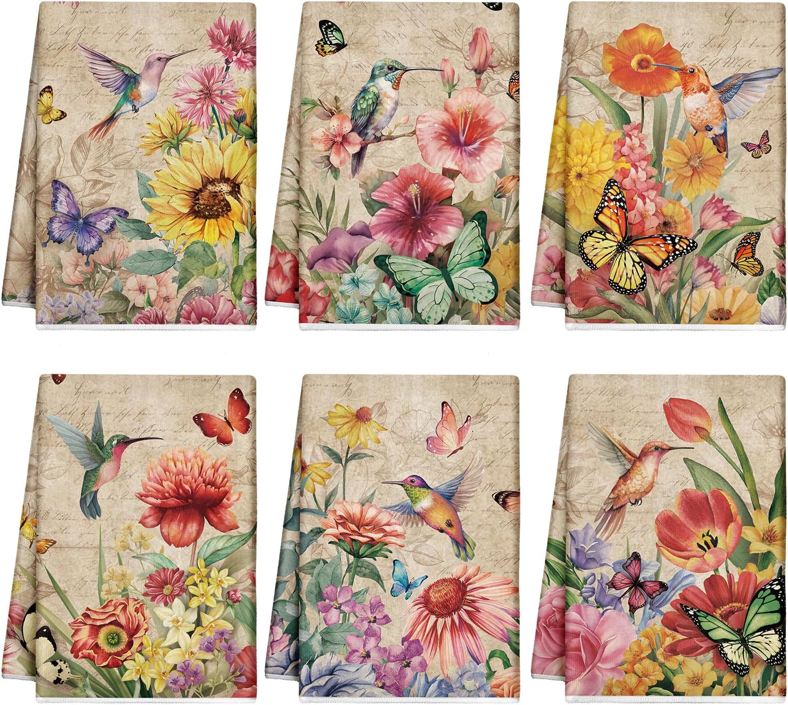 Amazon.com: Cukemip Spring Bird Flowers Kitchen Towels Decorative Set ...