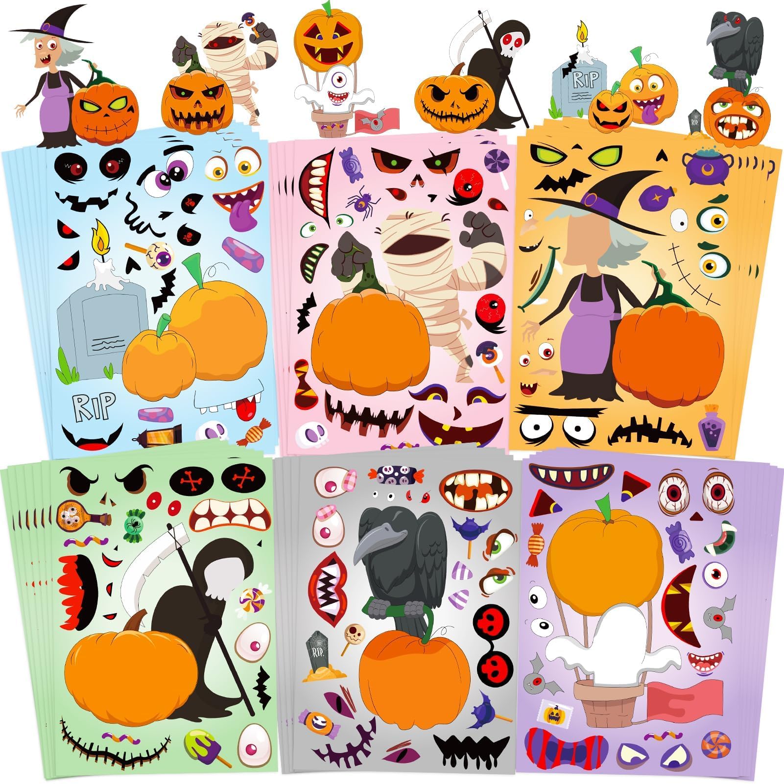 Snapklik.com : 42pcs Halloween Pumpkin Stickers Sheet For Kids ...