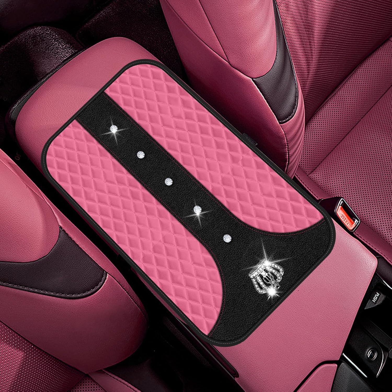 Amazon.com: SamWinGear Pink Bling Car Console Cover Hot Pink Arm Rest ...