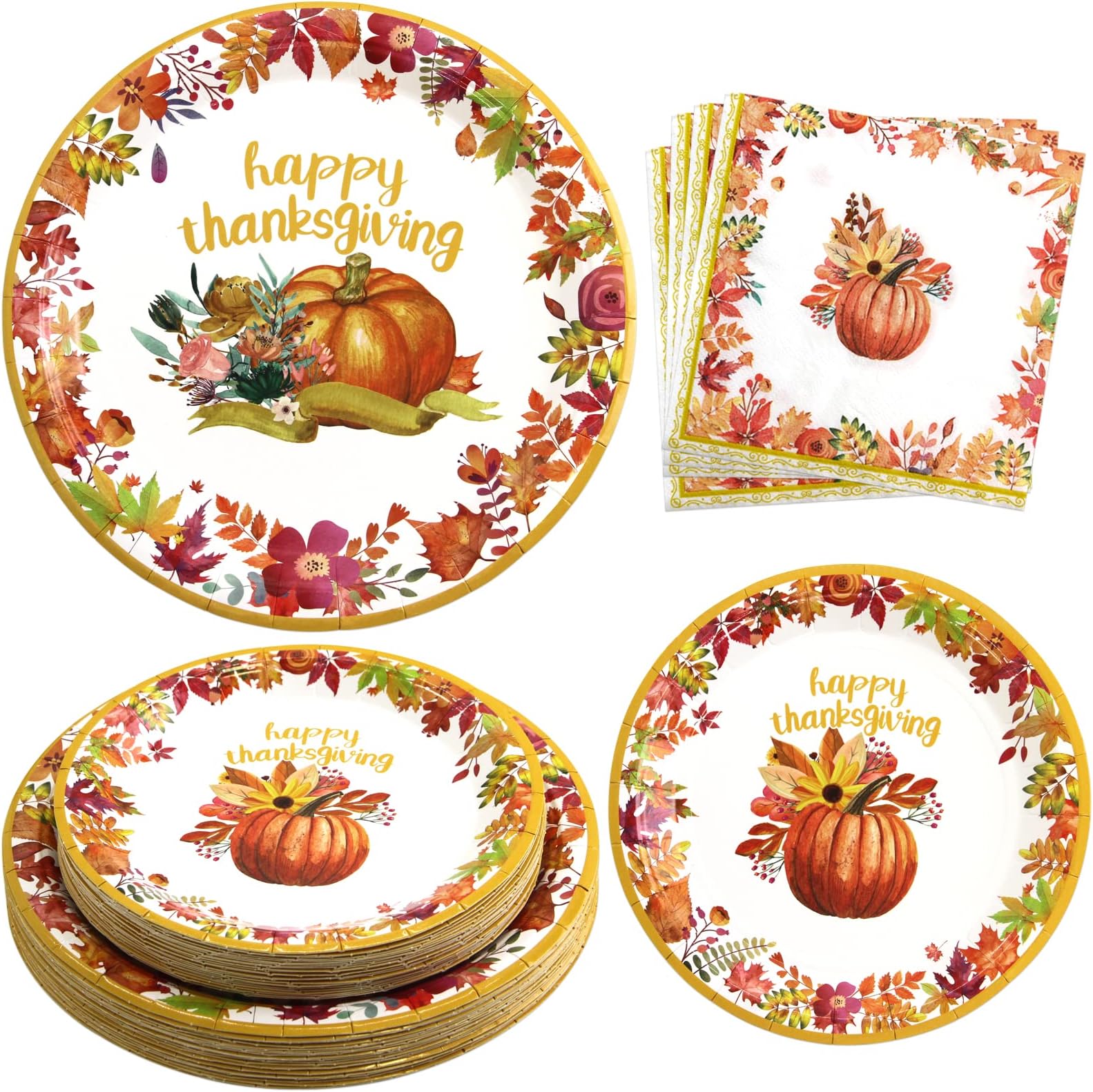 Amazon.com: Gift Boutique Thanksgiving Paper Plates & Napkins Set for ...