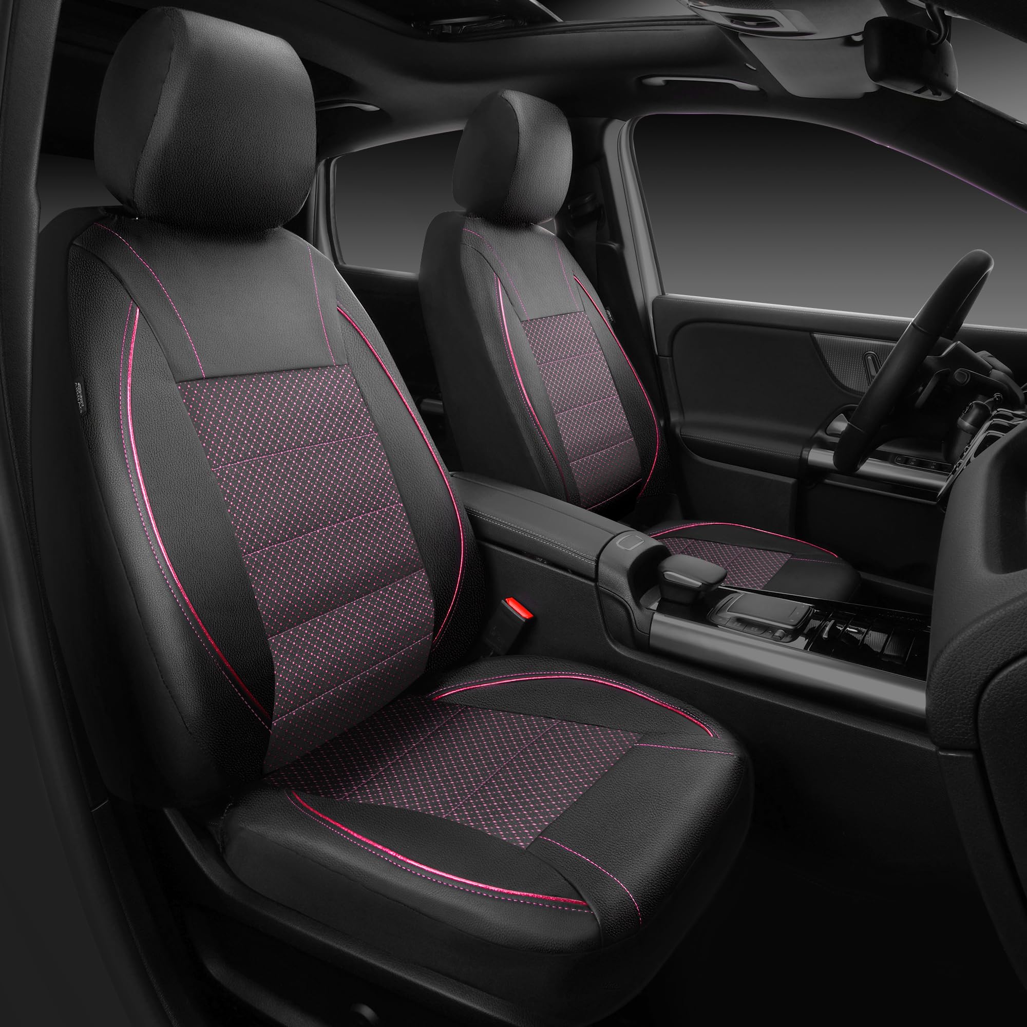 Snapklik.com : Piping PU Leather Car Seat Cover Full Set,Inside Zipper ...
