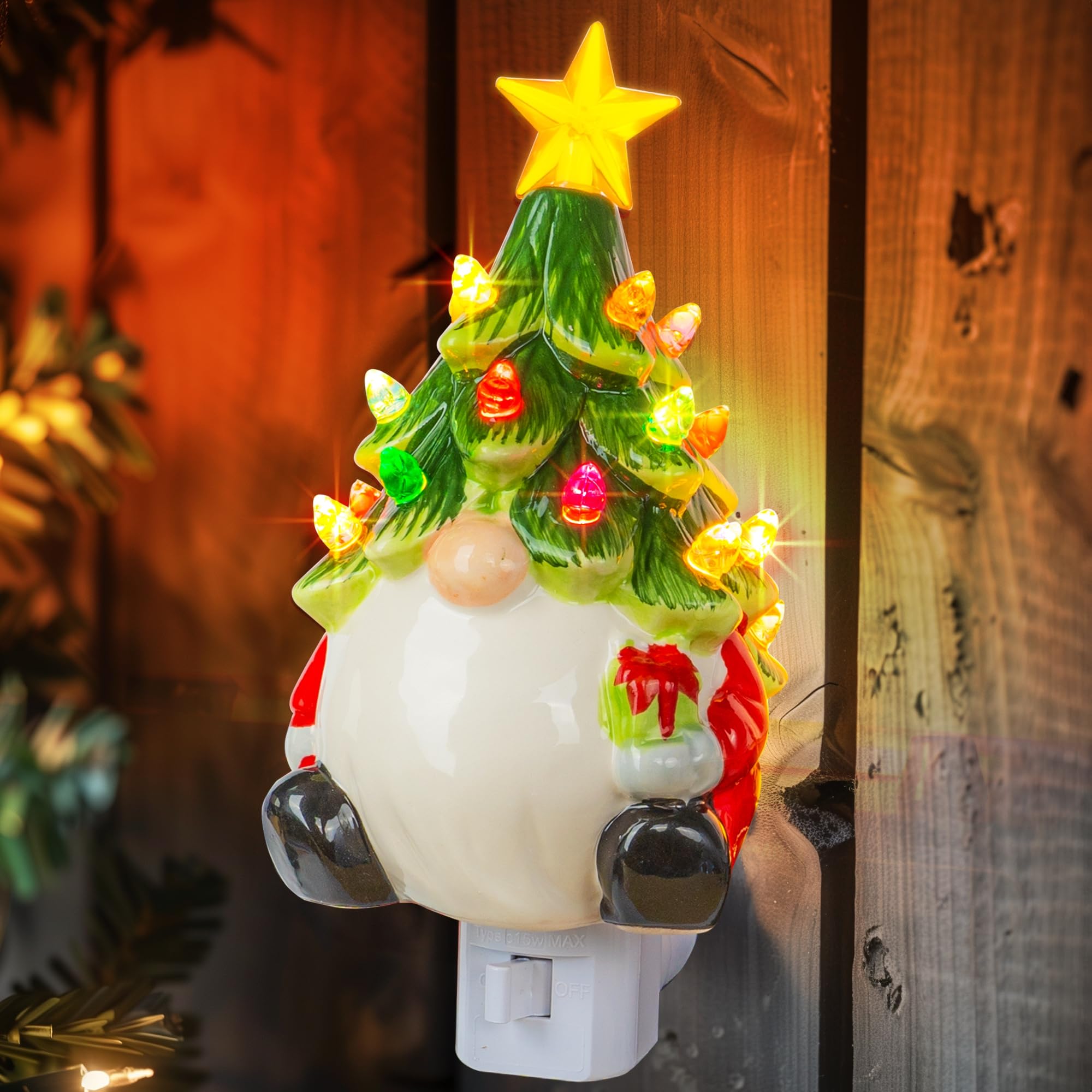 Amazon.com: Dazzle Bright Ceramic Christmas Tree Night Light, UL ...