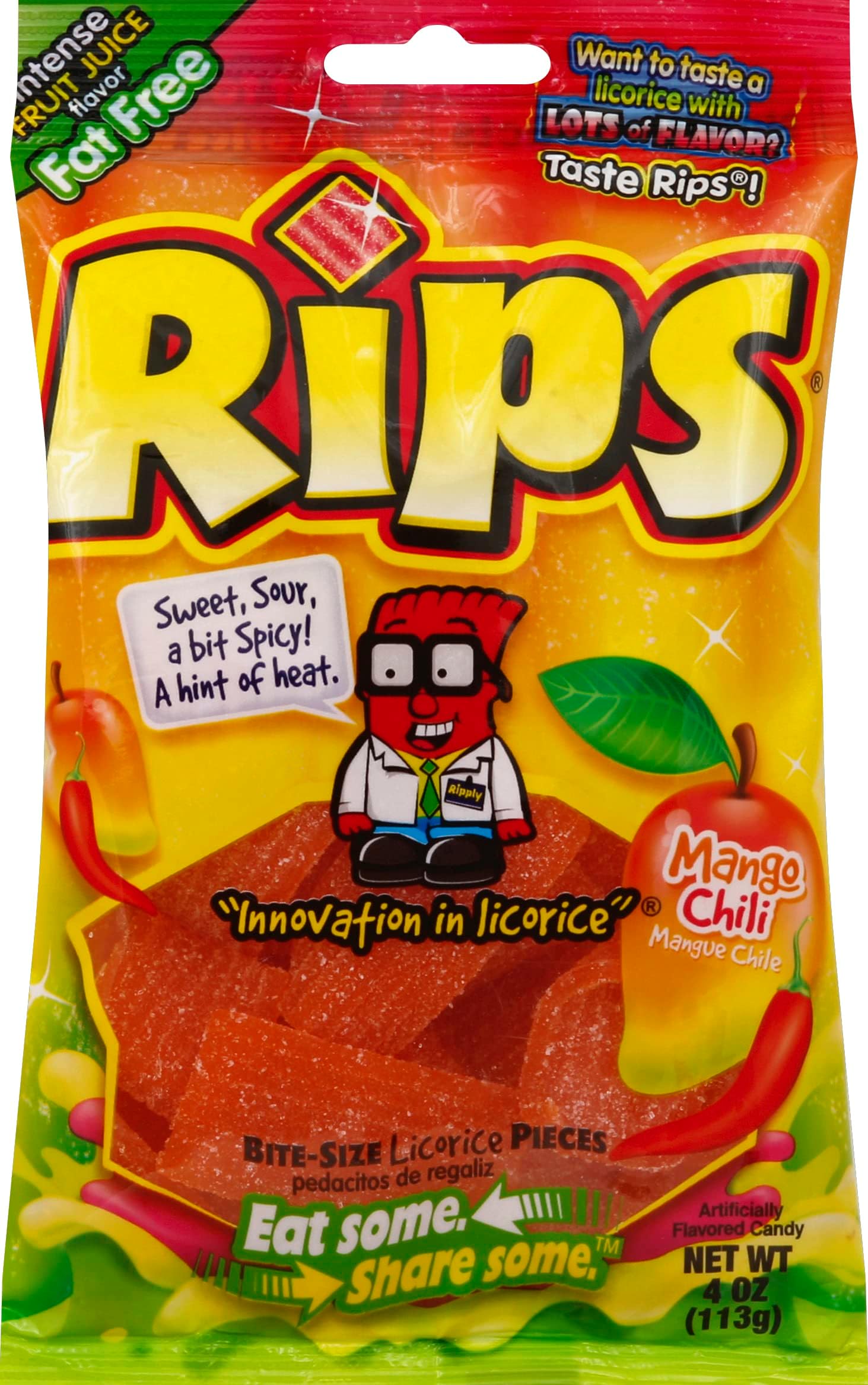 Amazon.com : Rips Bite Size Mango Chili Licorice Chewy Candy, 4 oz ...