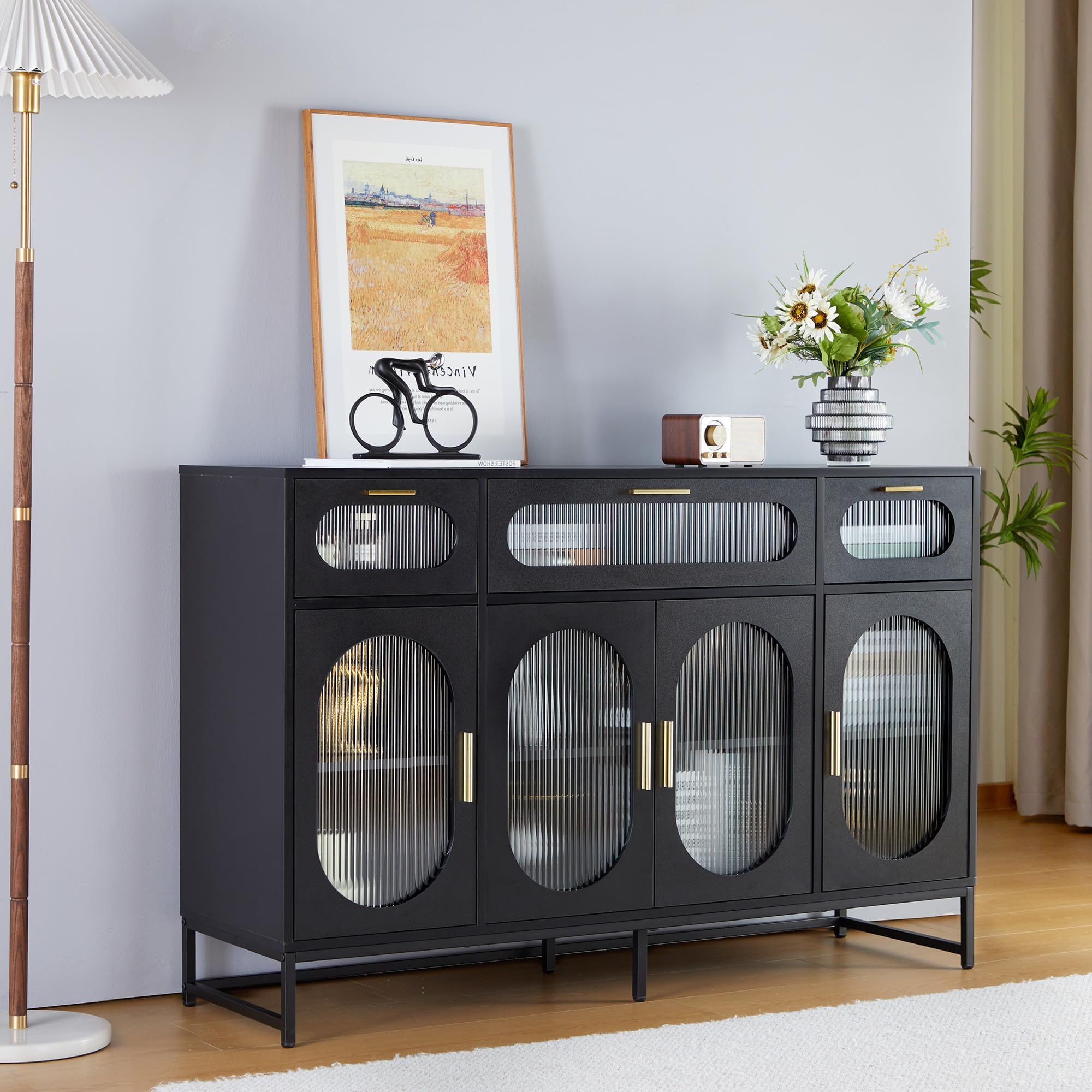 Amazon.com - AGOTENI Buffet Sideboard Cabinet with Storage, 63" Modern ...
