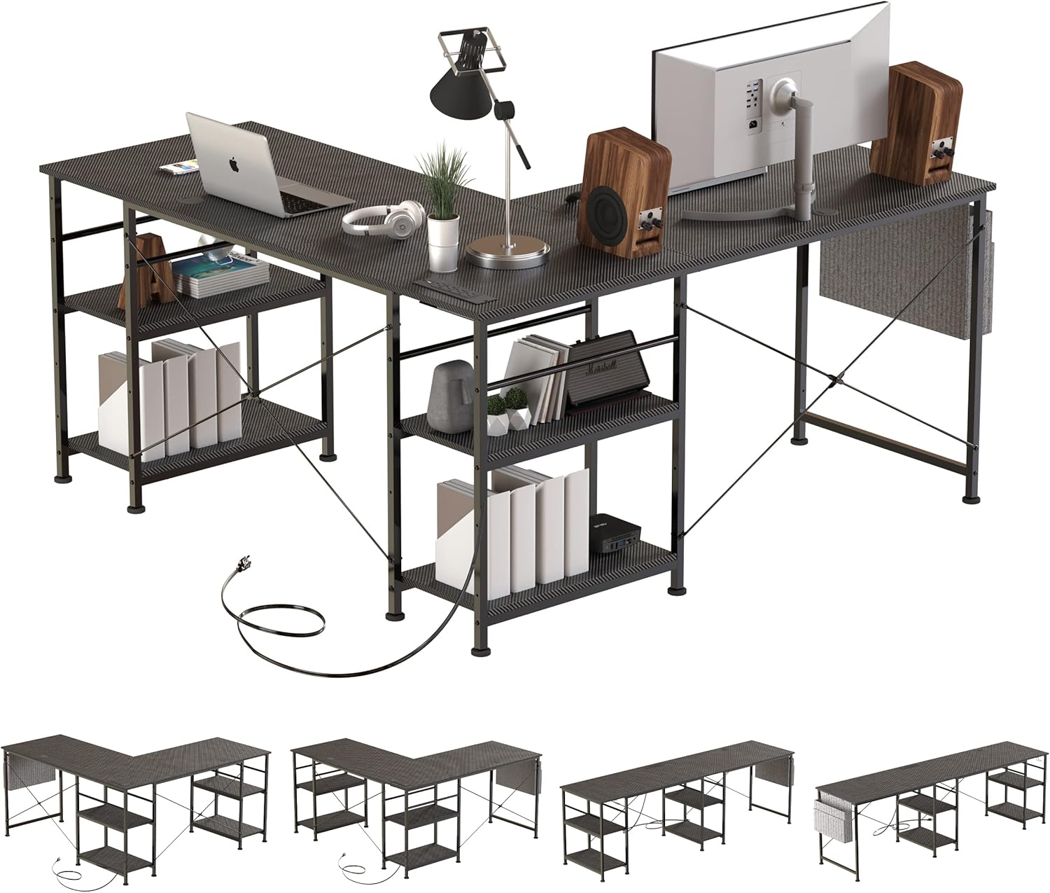 Buy Tbfit L Shaped Desk Corner Desk,95 Inch Reversible Home Office Desk ...
