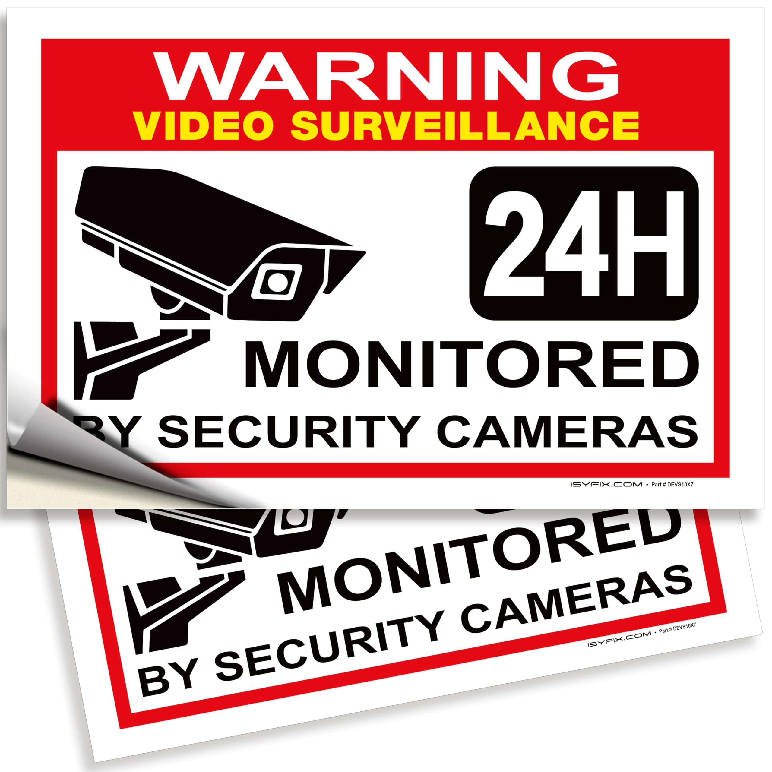 Snapklik.com : iSYFIX Video Surveillance Warning Sign Sticker - 2 Pack ...