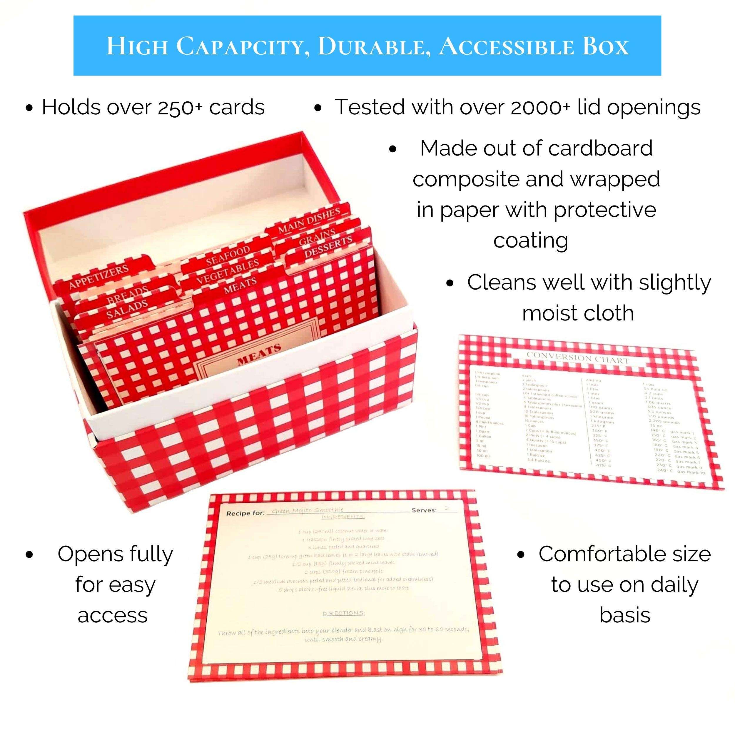 Buy Recipe Box with 100, 4x6 Cards + 9 Dividers + 1 Measuring ...