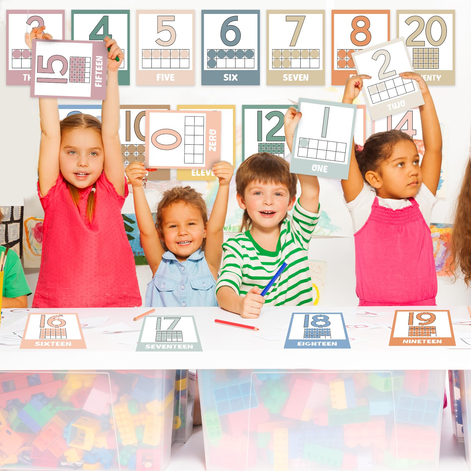 Homeschool Teaching Supplies 21-Piece Boho Number Charts 0-20 - Neutral ...