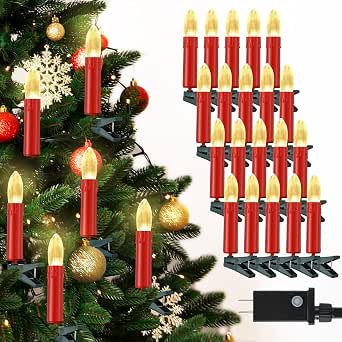 Amazon.com: Hohean 20 Pcs LED Christmas Tree Candle Lights,Flickering ...