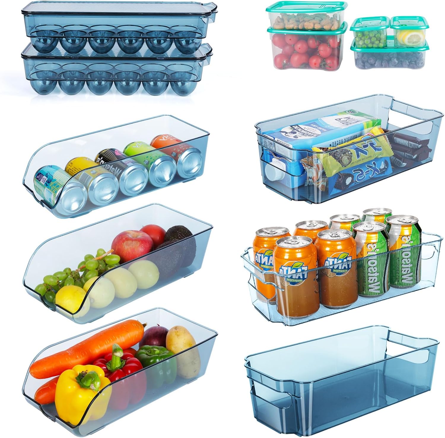 Myiosus Fridge Organisers, 13PCS Clear Plastic Refrigerator Organizer ...