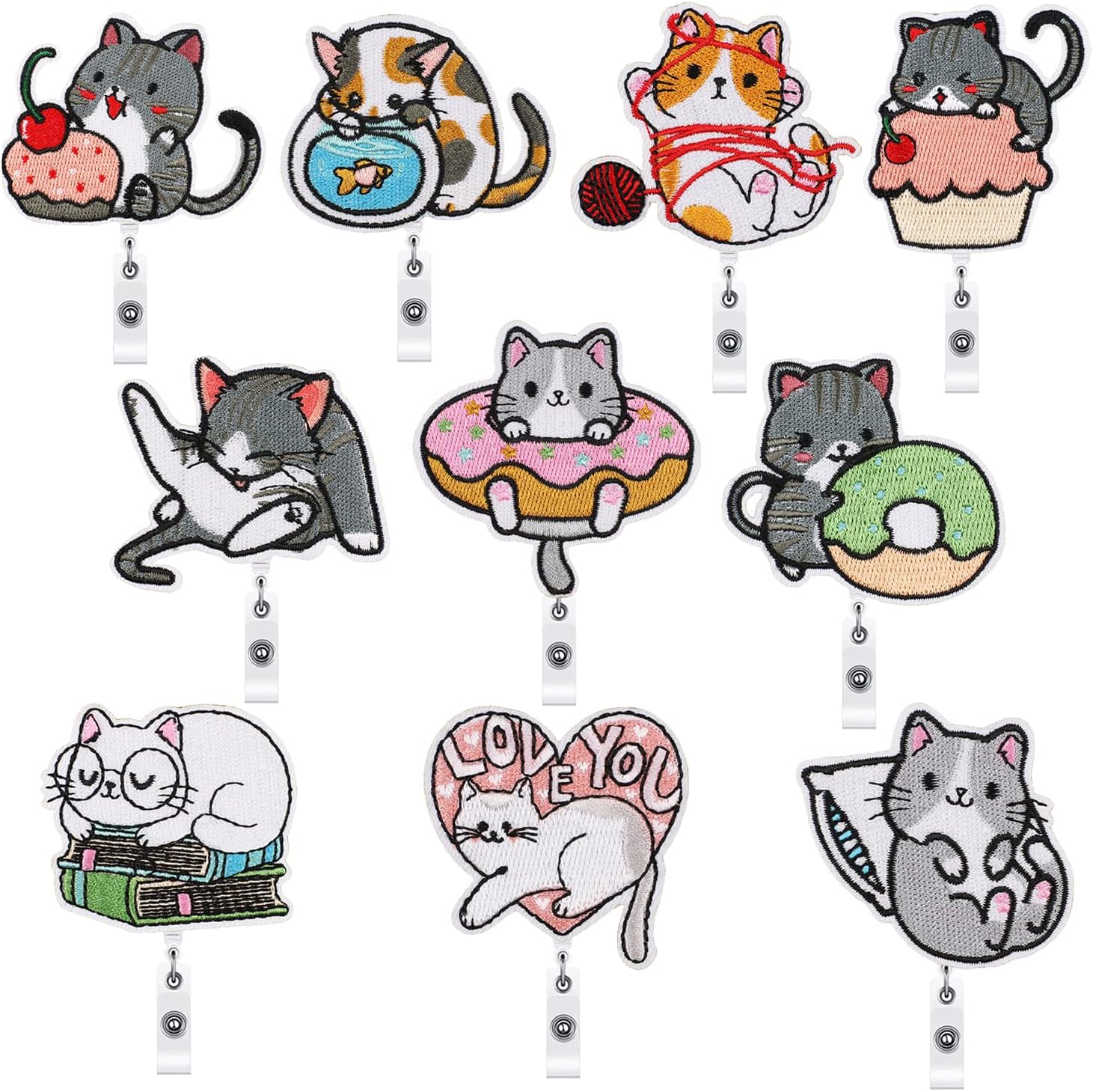 Amazon.com: Nicime 10 Pcs Cat Badge Reel, Cute Nurse Badge Reel ...