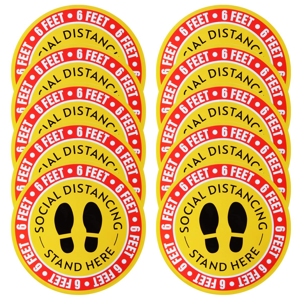 Buy PENCK 10 Pack Social Distancing Floor Decals 11.8 in Round Safety ...