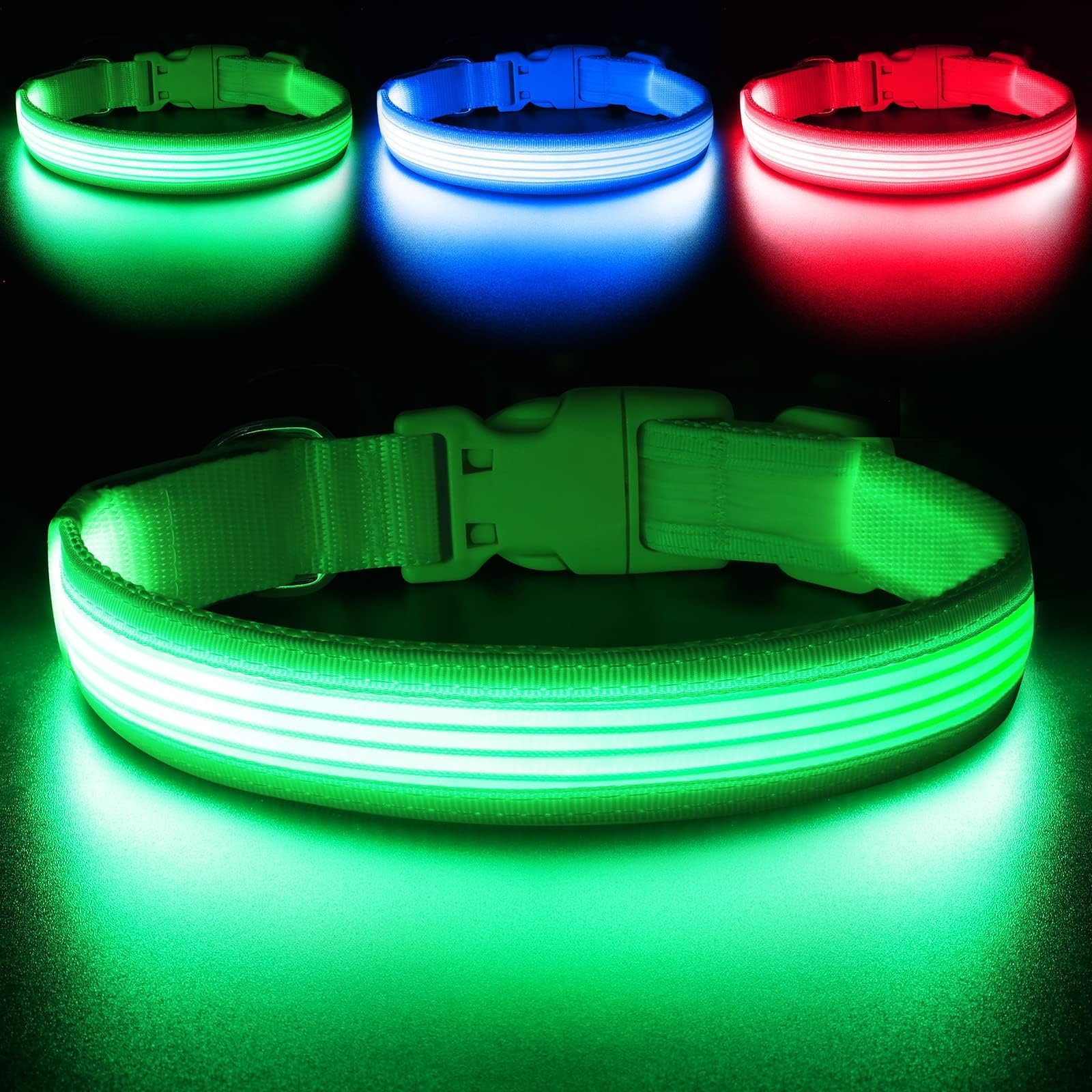 YFbrite Light up Dog Collar, Rechargeable LED Dog Collar, Adjustable ...