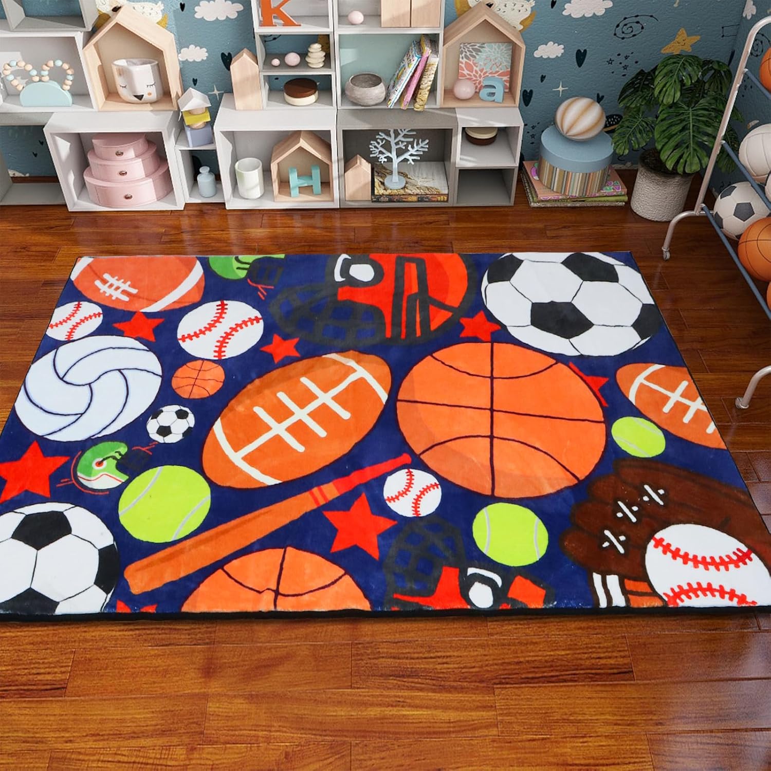 Amazon.com: Sport Rugs Round Fun Kids Rug Faux Wool Carpet for Boys ...