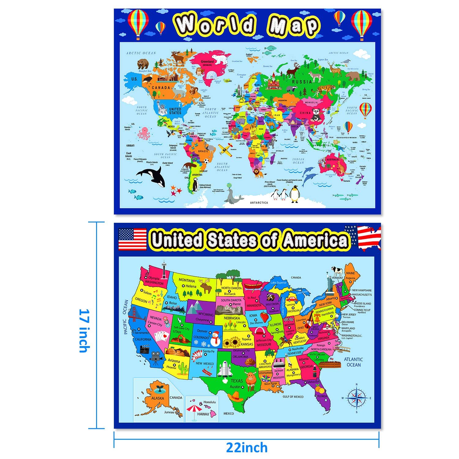 Extra Large Preschool Educational Learning Posters for Kids Toddlers ...