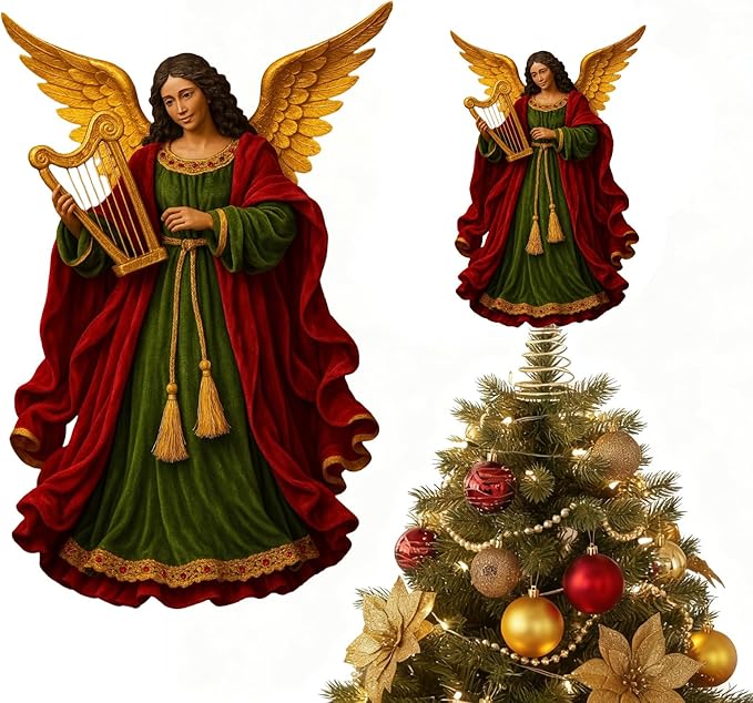 Amazon.com: Vertintong 10 Inch Black Angel Christmas Tree Topper ...