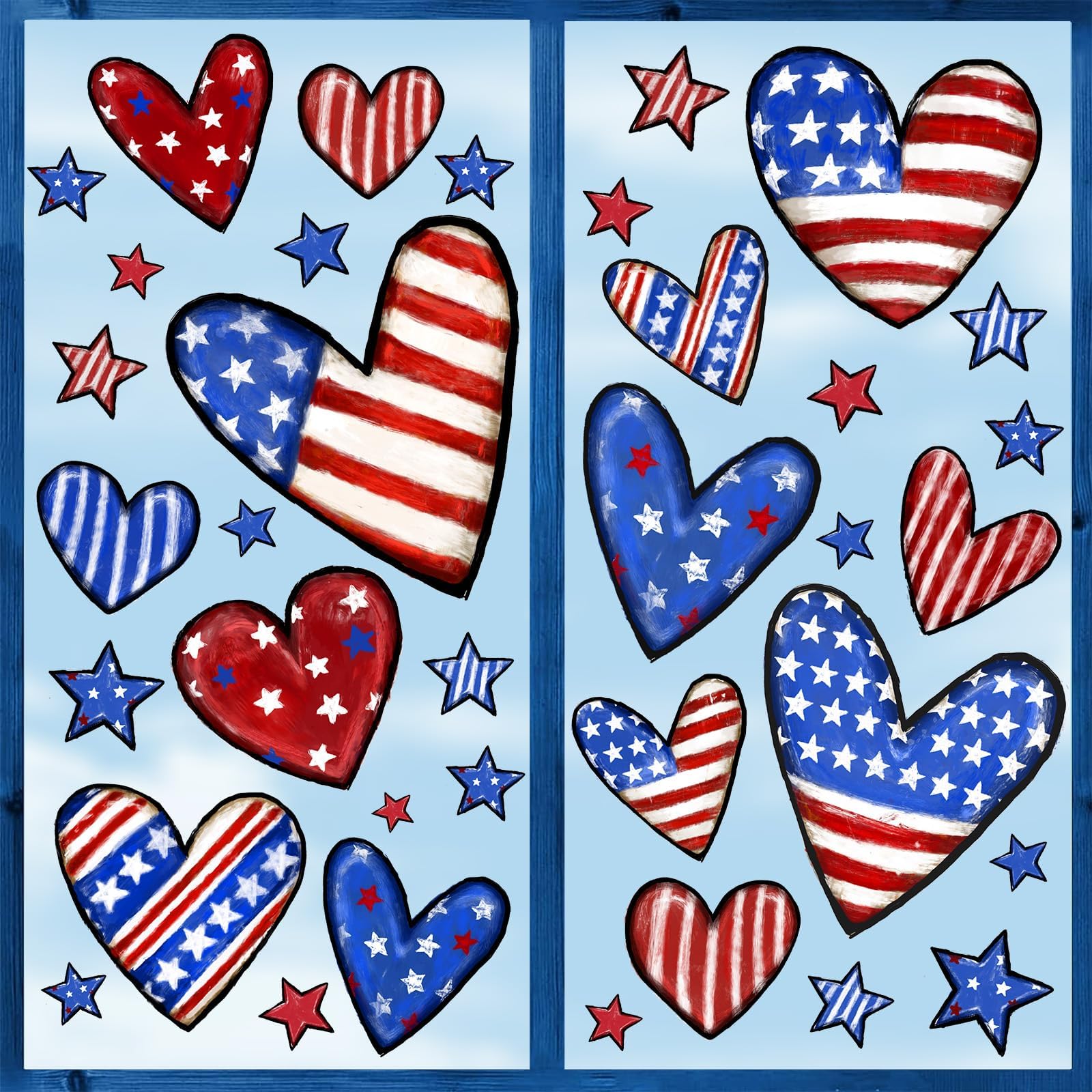 Amazon.com: AnyDesign 6 Sheets Patriotic Window Clings Stars Stripes ...