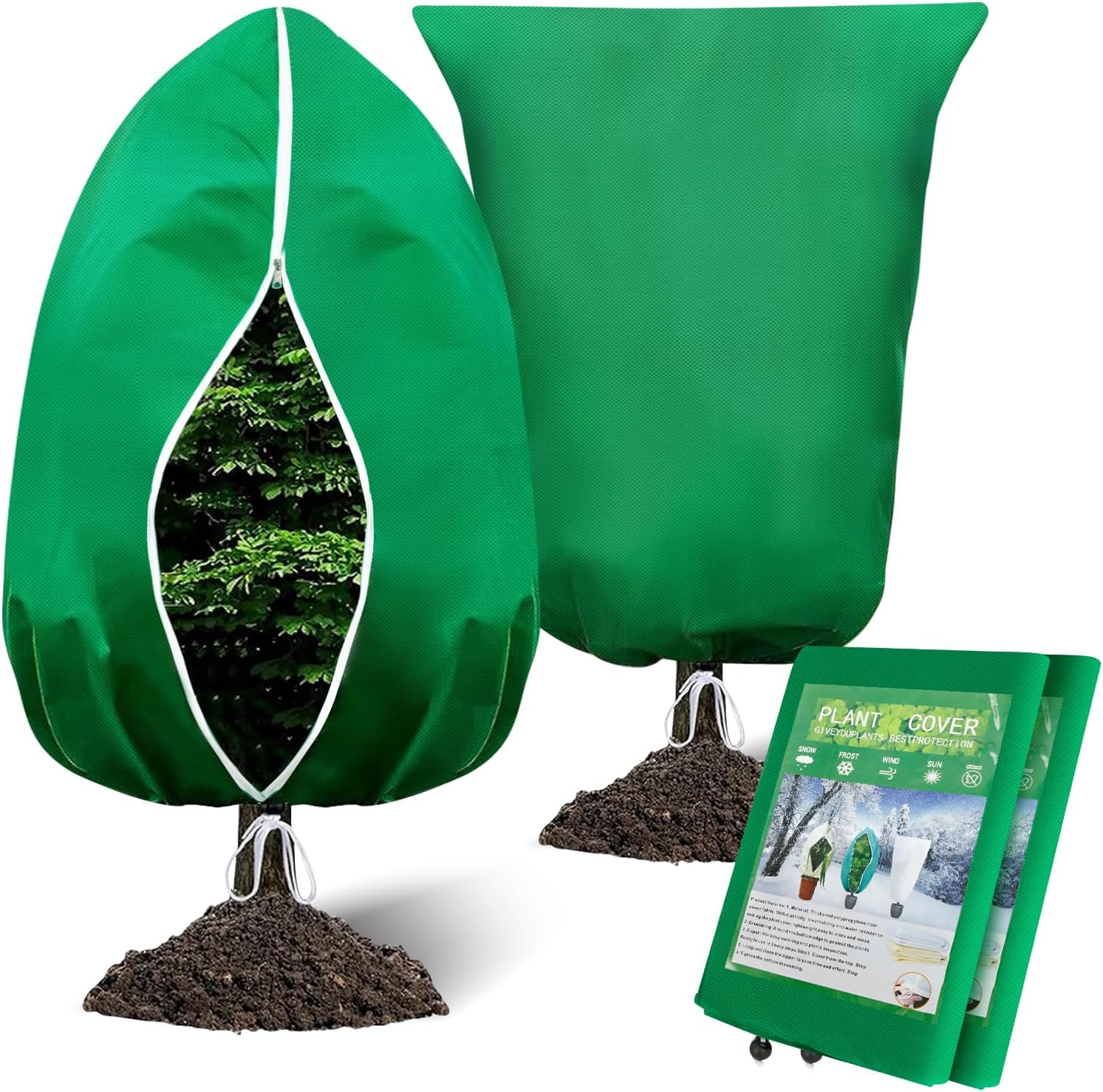2 Pack Plant Frost Protection Covers, 80x120cm Winter Plant Covers ...