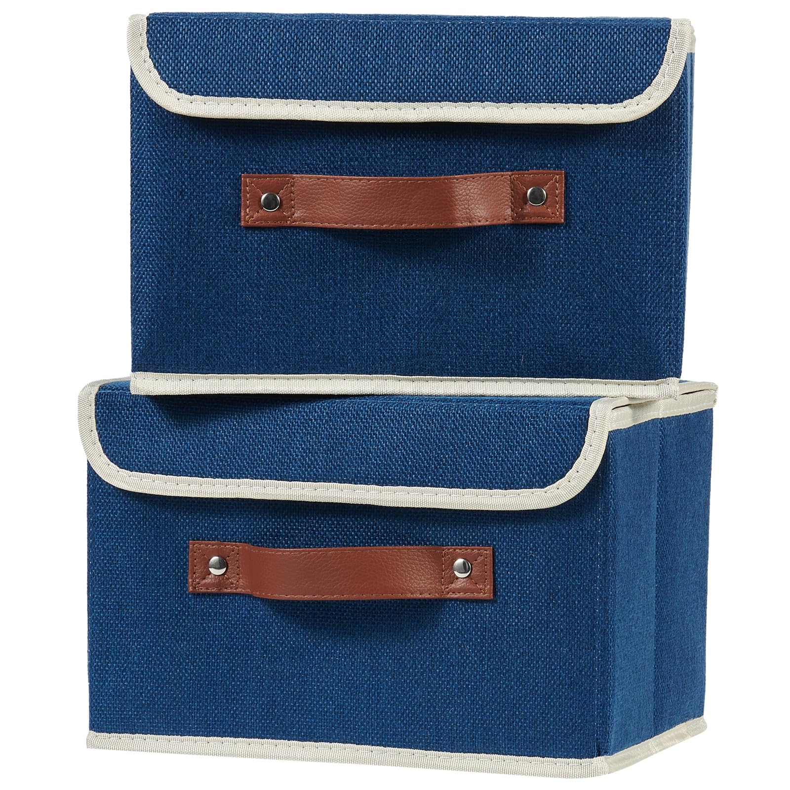 Amazon.com - VinneGenzz 2PCS Storage Boxes with Lid Cotton Linen Fabric ...