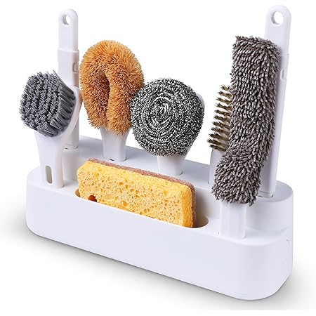 Amazon.com: BOOMJOY Dish Brush Set with Storage Holder & Sponge, 6-in-1 ...