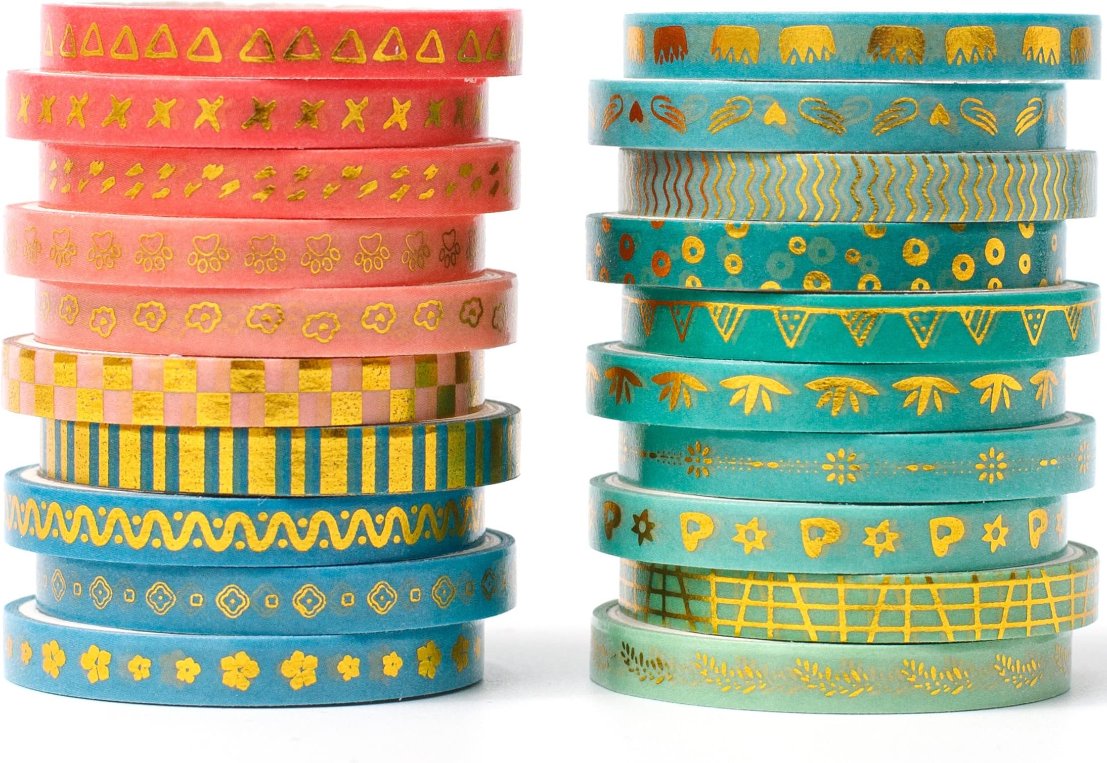 YUBX 60 Rolls Skinny Washi Tape Set Gold Foil Decorative Tapes for DIY ...