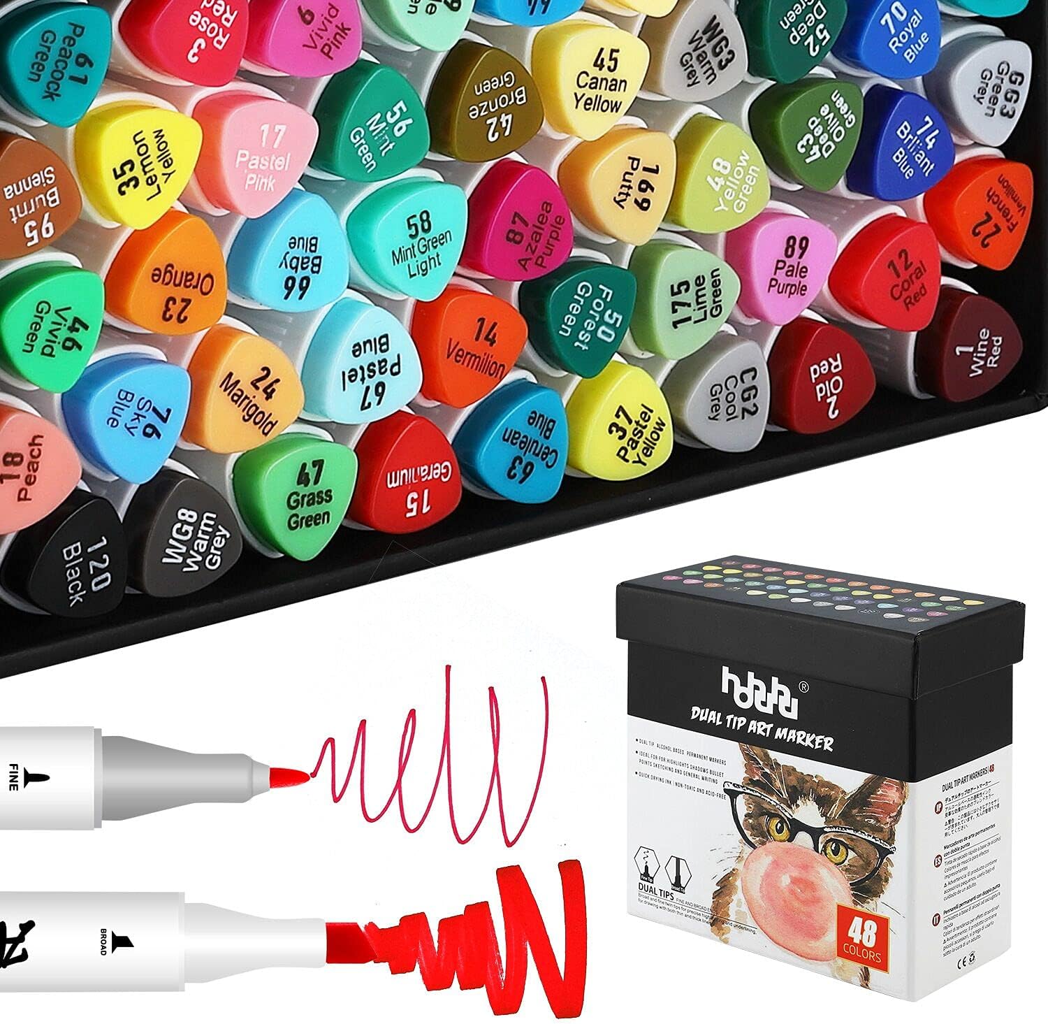 hhhouu 48 Farben Marker Stifte Set, Graffiti Stift, Textmarker mit ...
