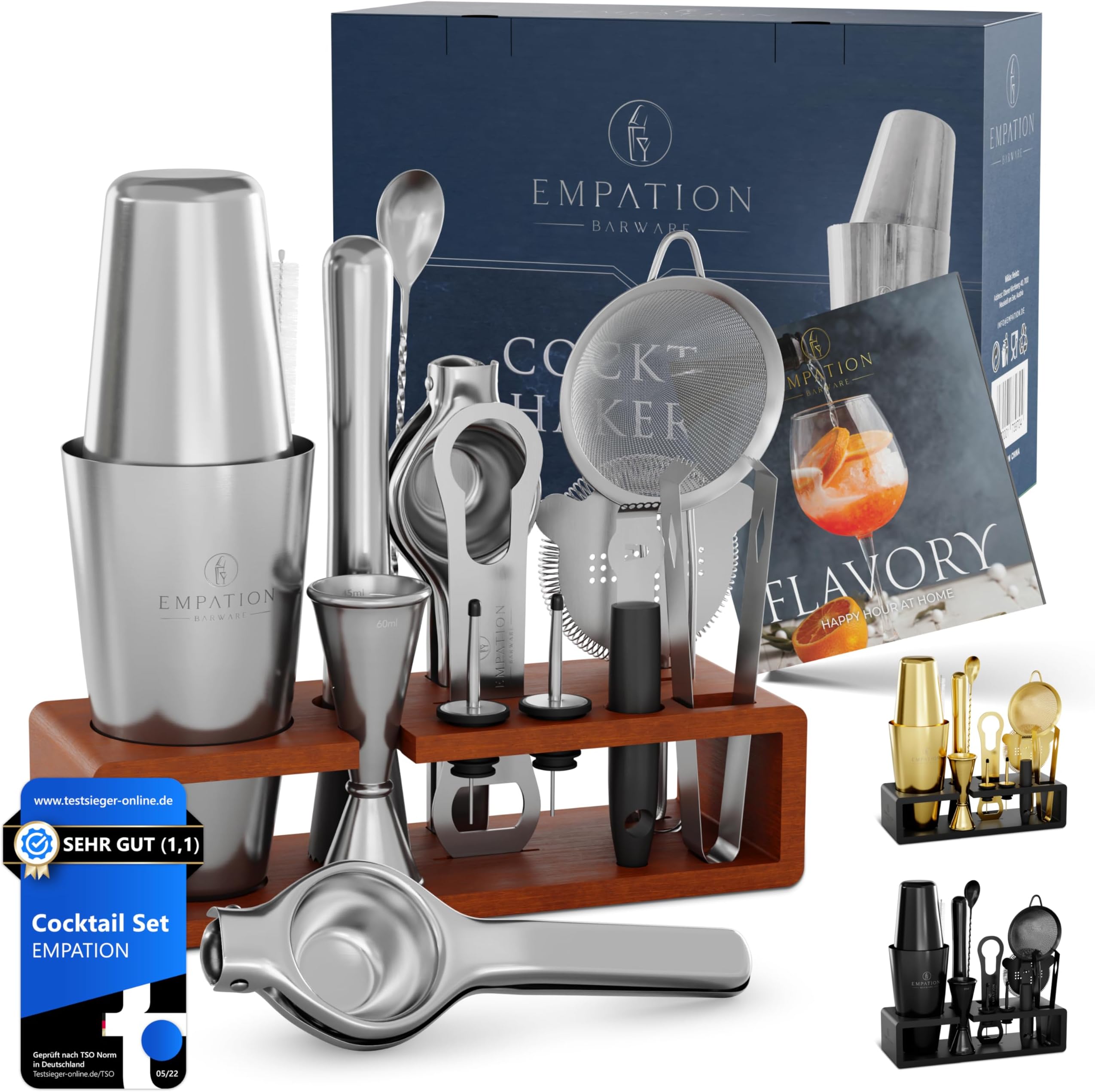 750ml Cocktail Shaker Set: 3-teiliges Cocktail-Set mit integriertem ...