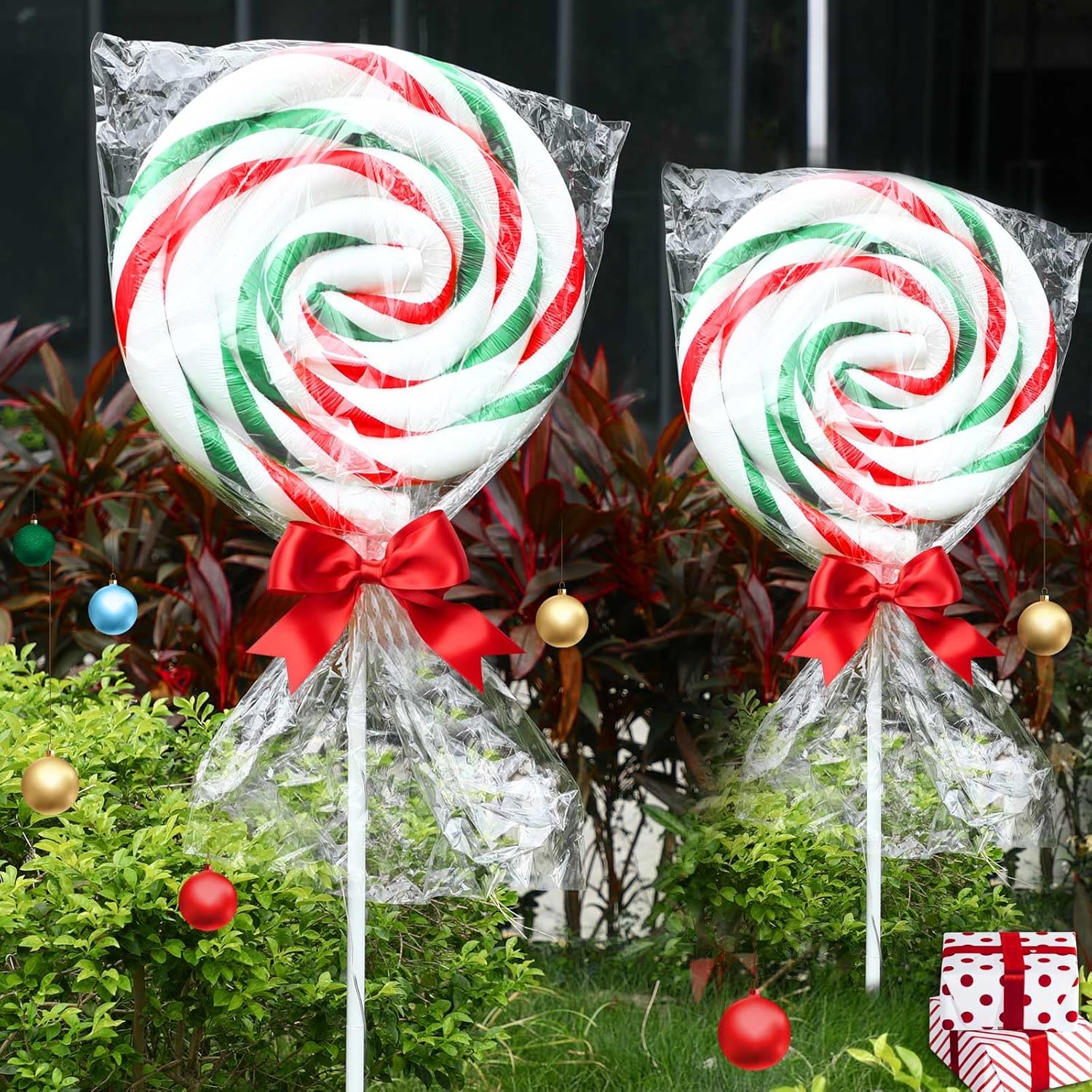 Barydat 2 Set 5 Ft Christmas Giant Lollipop Pathway Lights Outdoor ...