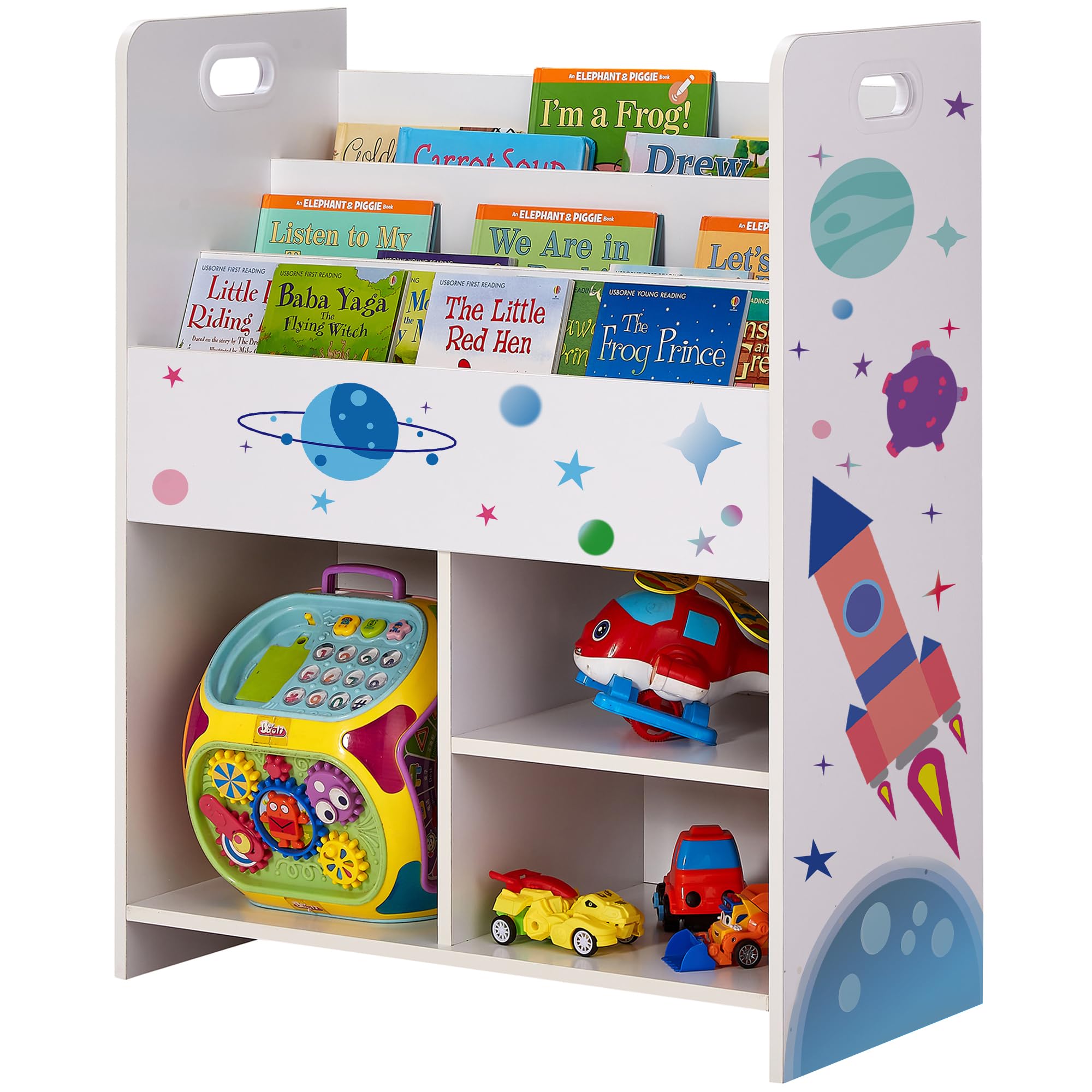 Amazon.com: VECELO Kids Bookshelf, 2-in-1 Children Sling Bookcase with ...