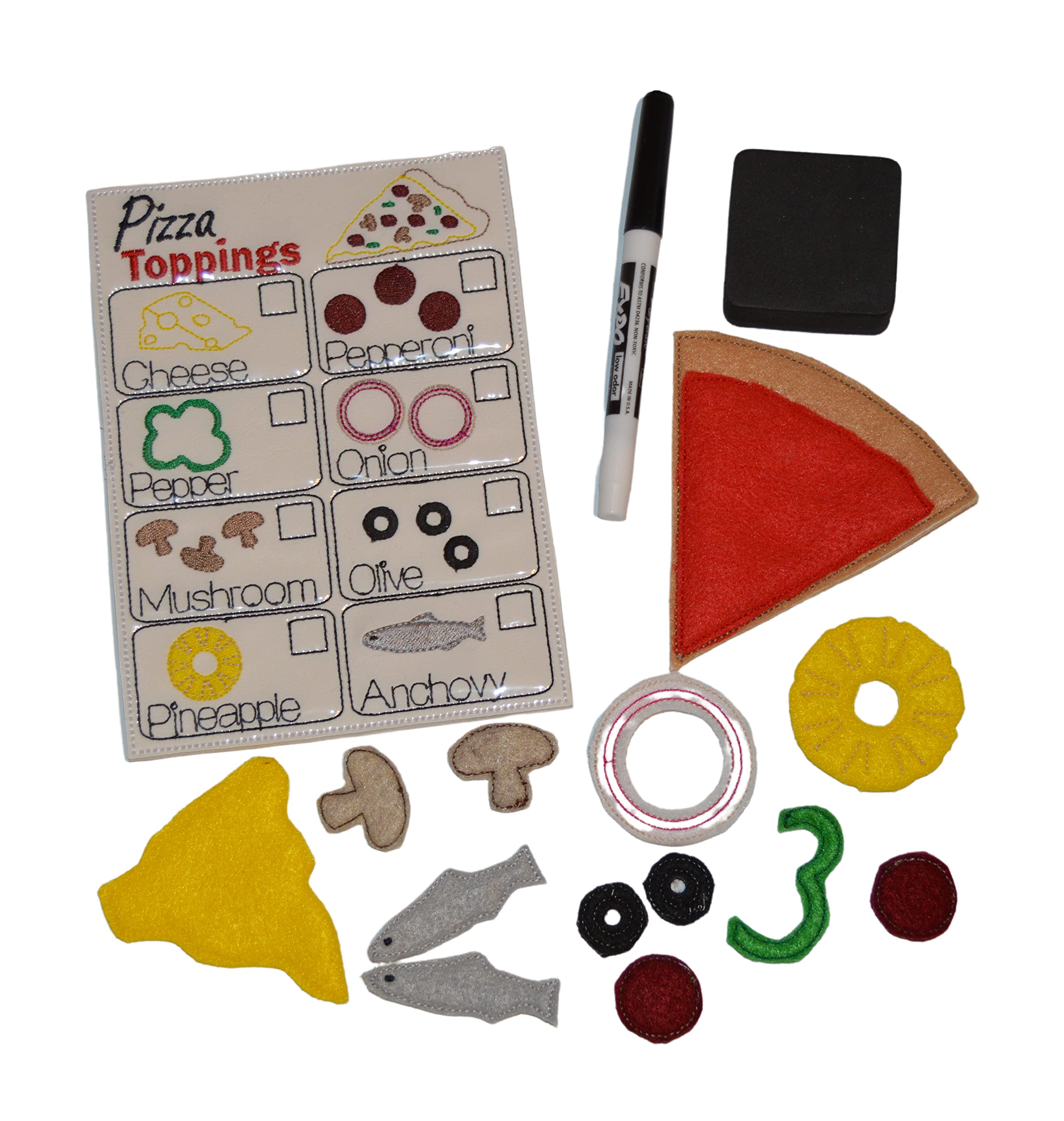Buy Pretend Play Felt Food Pizza Slice with Reusable Pizza Menu ...