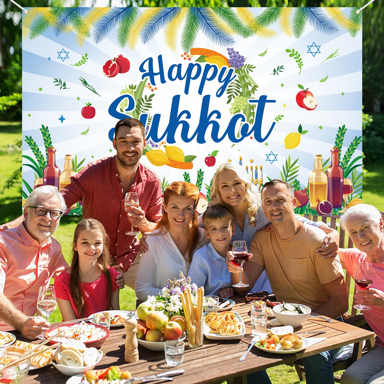 Sukkah Clipart Family Amazon.com : Happy Sukkot Banner Backdrop,