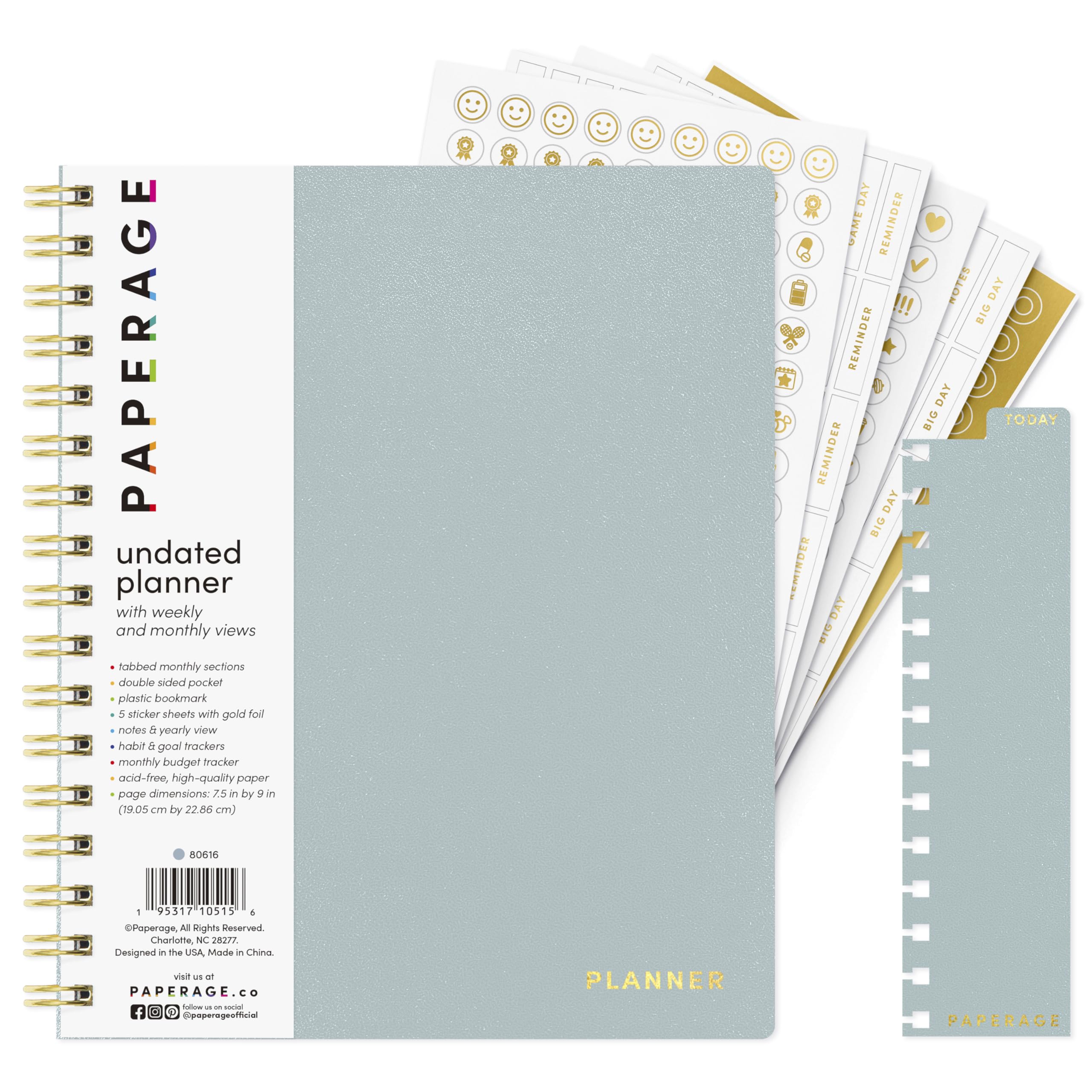 Amazon.com : PAPERAGE Undated 12 Month Weekly & Monthly Planner with ...