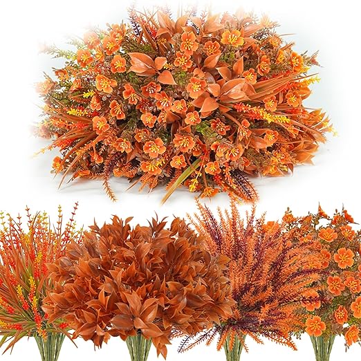 Amazon.com: Tepaler 40 Pcs Artificial Fall Flowers Outdoor Faux Fall ...
