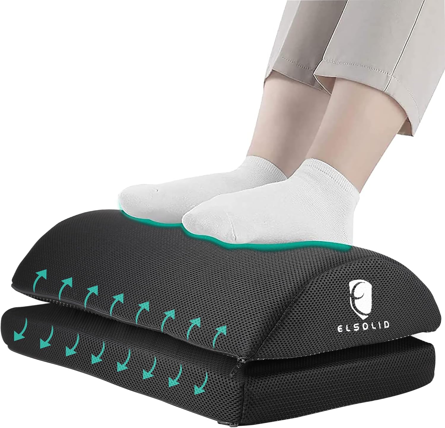 ELSOLID Foot Rest Under Desk, Height Adjustable Footrest for Ergonomic ...