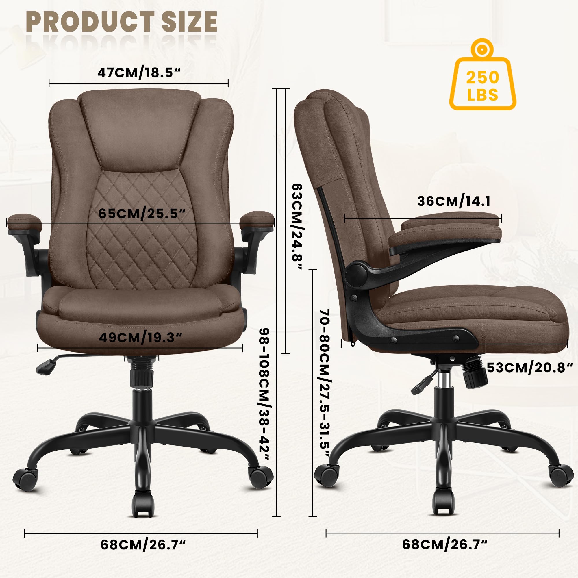Brick Attic Executive Office Chair, Office Chair Ergonomic Suede Desk ...