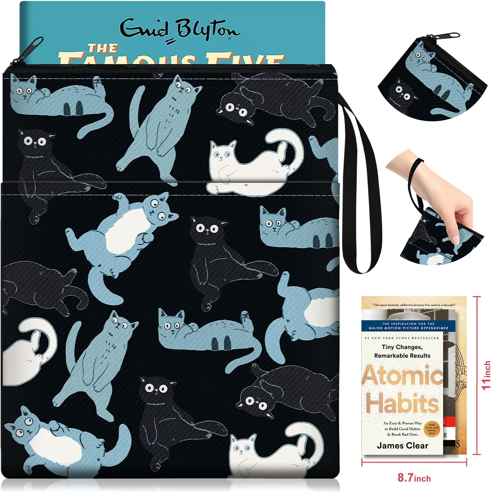 Amazon.com: Slohif Book Sleeve Pouch Book Cover Protector with Zipper ...