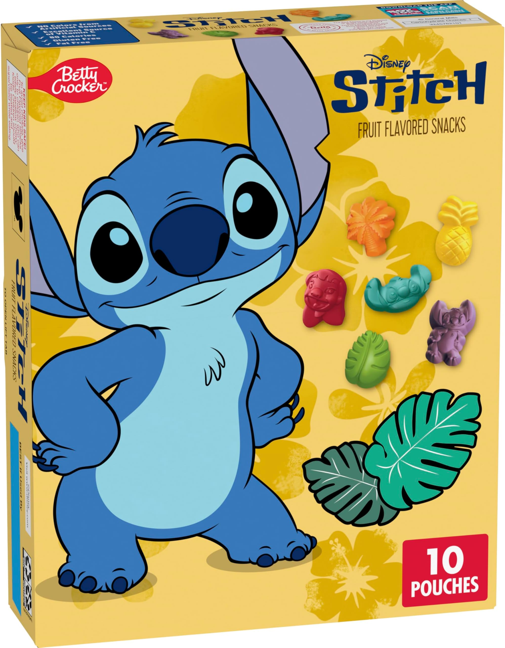 Amazon.com: Betty Crocker Disney Stitch Fruit Flavored Snacks, Fat Free ...