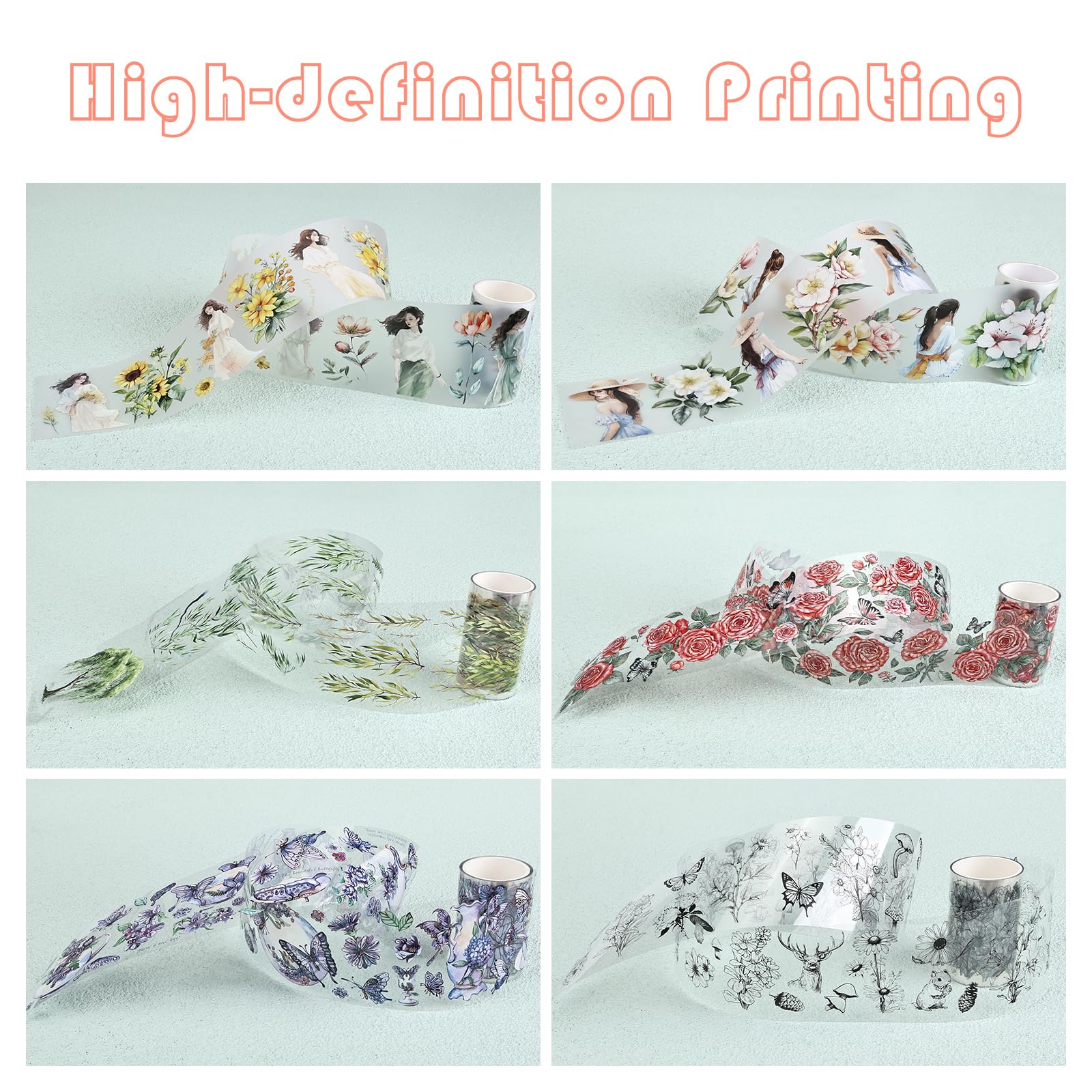 Snapklik.com : Temiary 6 Rolls PET Washi Tapes, Floral Tape Set For ...